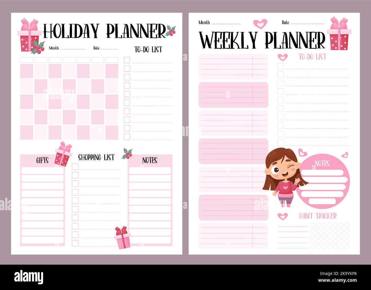 Printable weekly planner girl hi-res stock photography and images - Alamy