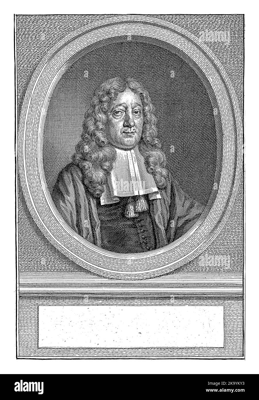 Portrait of the Amsterdam mayor and councilor Johannes Hudde in an oval ...