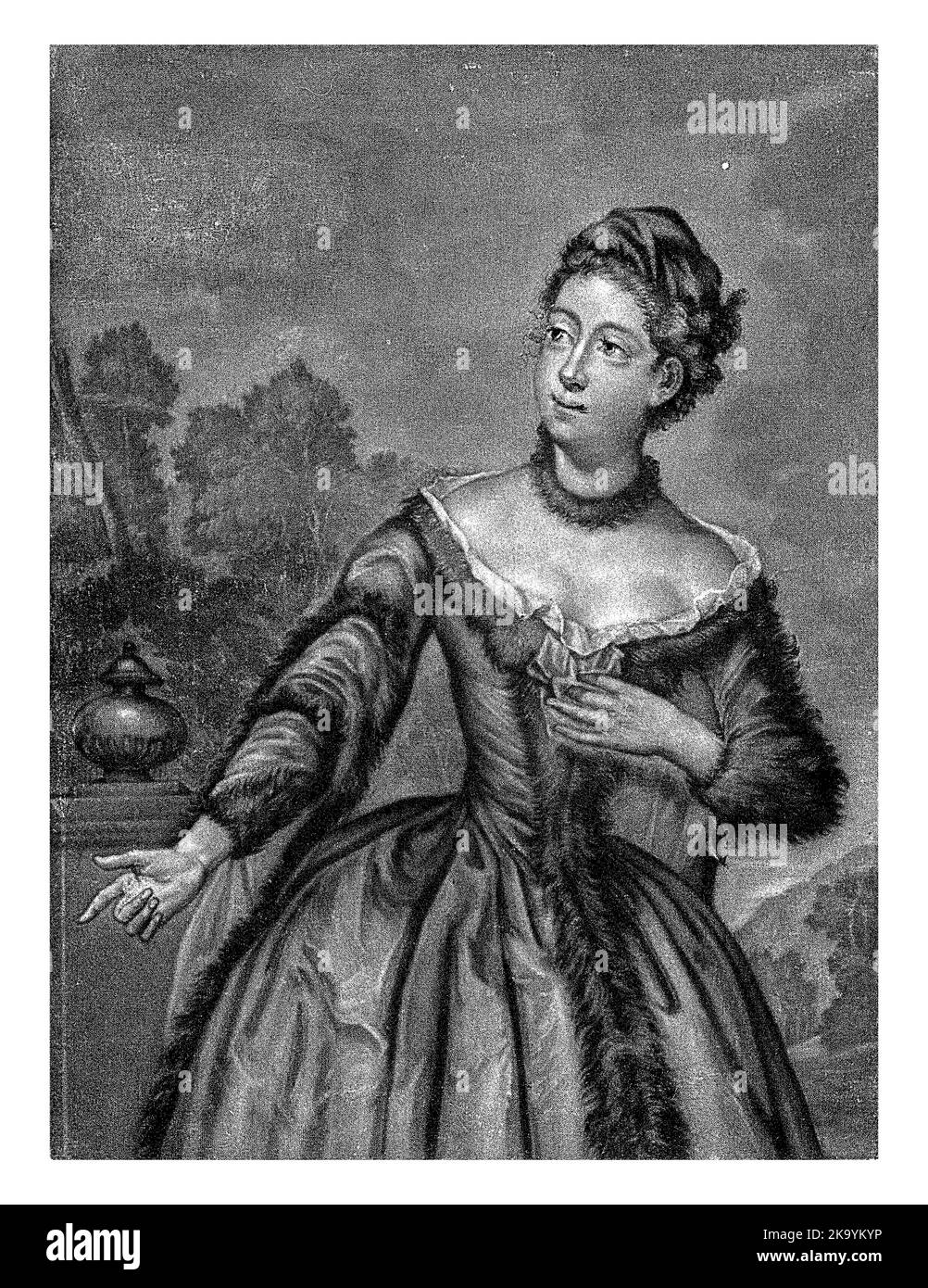 Portrait of a standing woman, Andreas van der Myn, 1724 - 1800 Stock Photo - Alamy