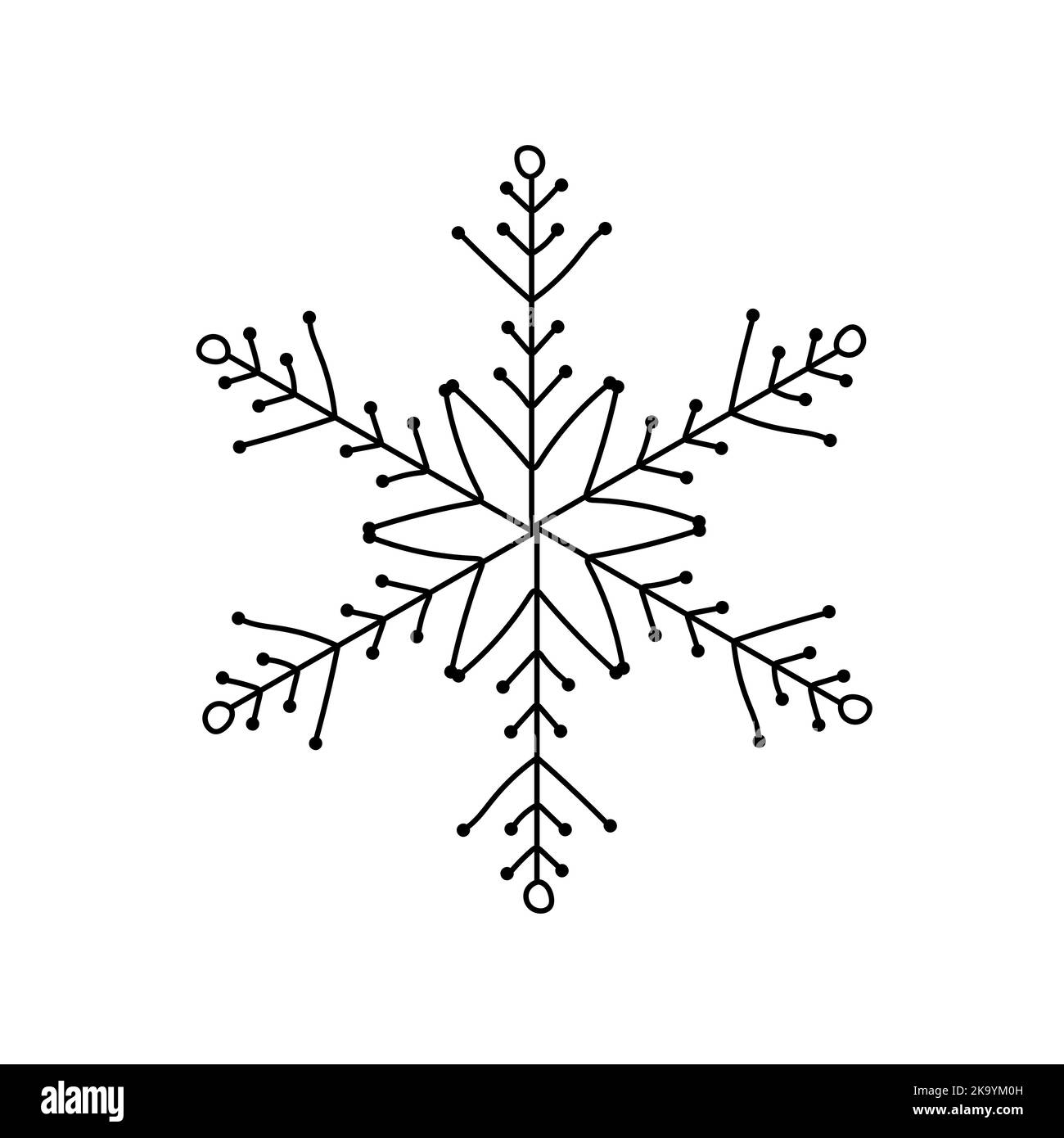 Snowflake doodle vector icon. Christmas and winter theme. Simple flat ...