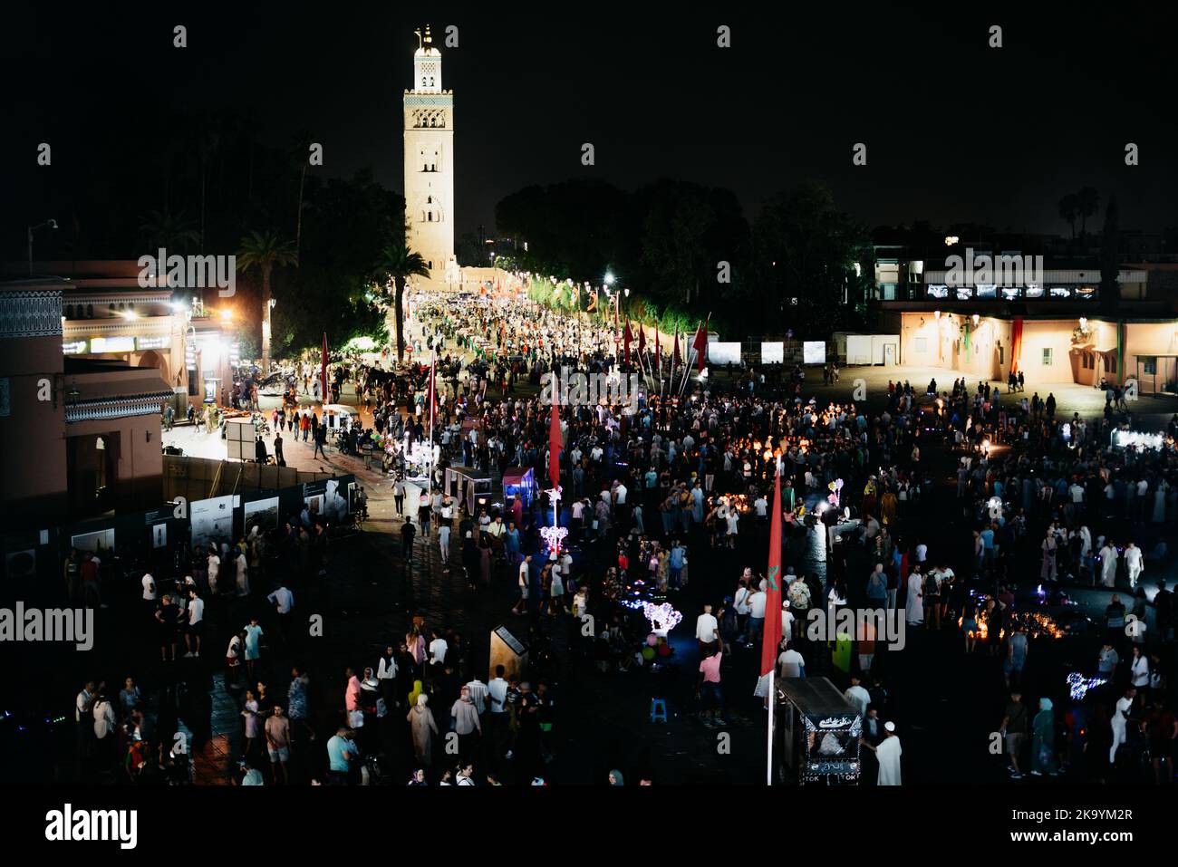 Place Jamaa lafna in Marrakesh city in Morocco at night Stock Photo - Alamy