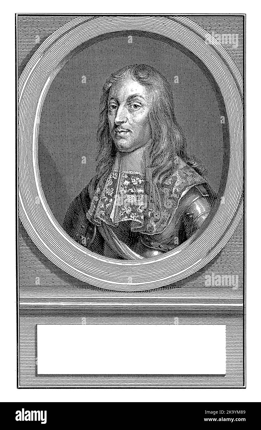 Portrait of Willem Frederik in an oval. In a frame are name and titles ...