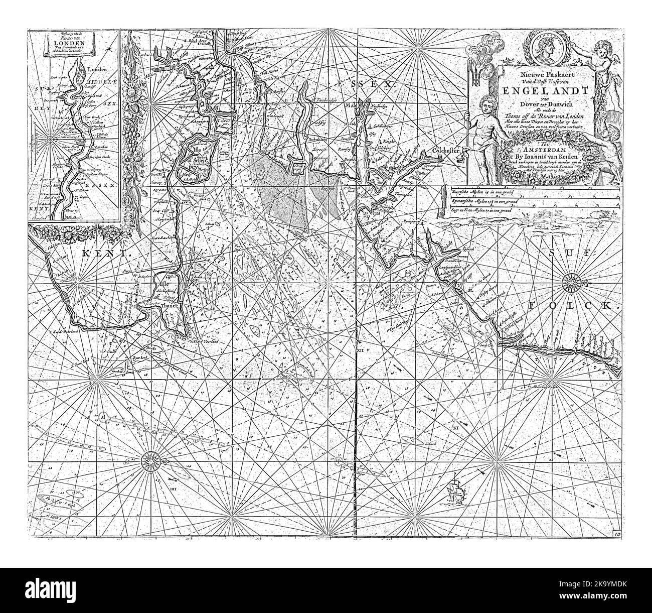 Passport map of part of the east coast of England with the mouth of the ...
