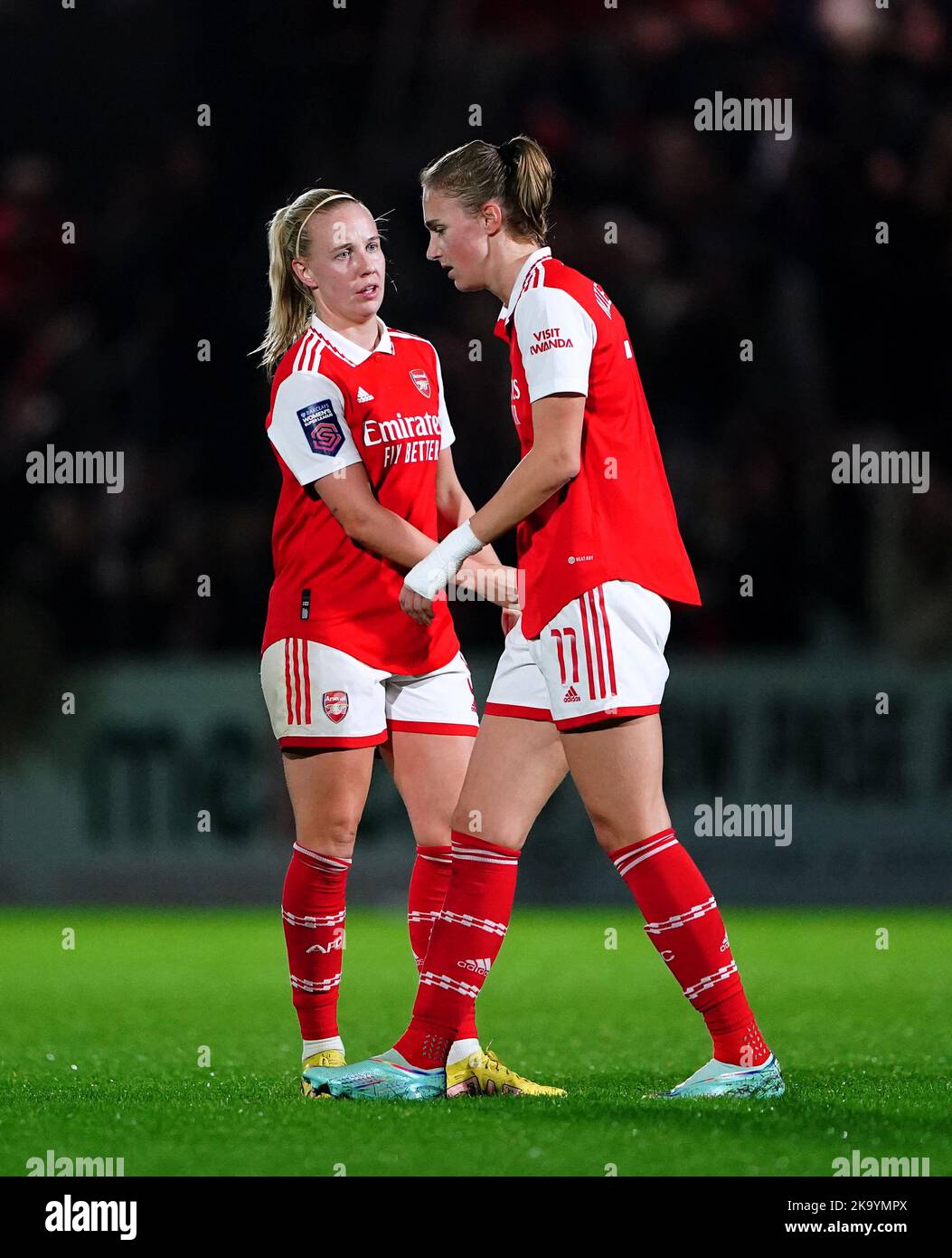 Arsenal's Beth Mead and team-mate Vivianne Miedema at the end of the ...