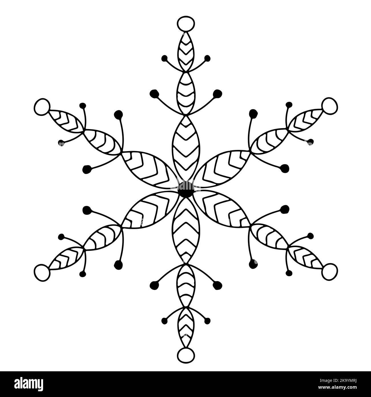 Snowflake doodle vector icon. Christmas and winter theme. Simple flat ...