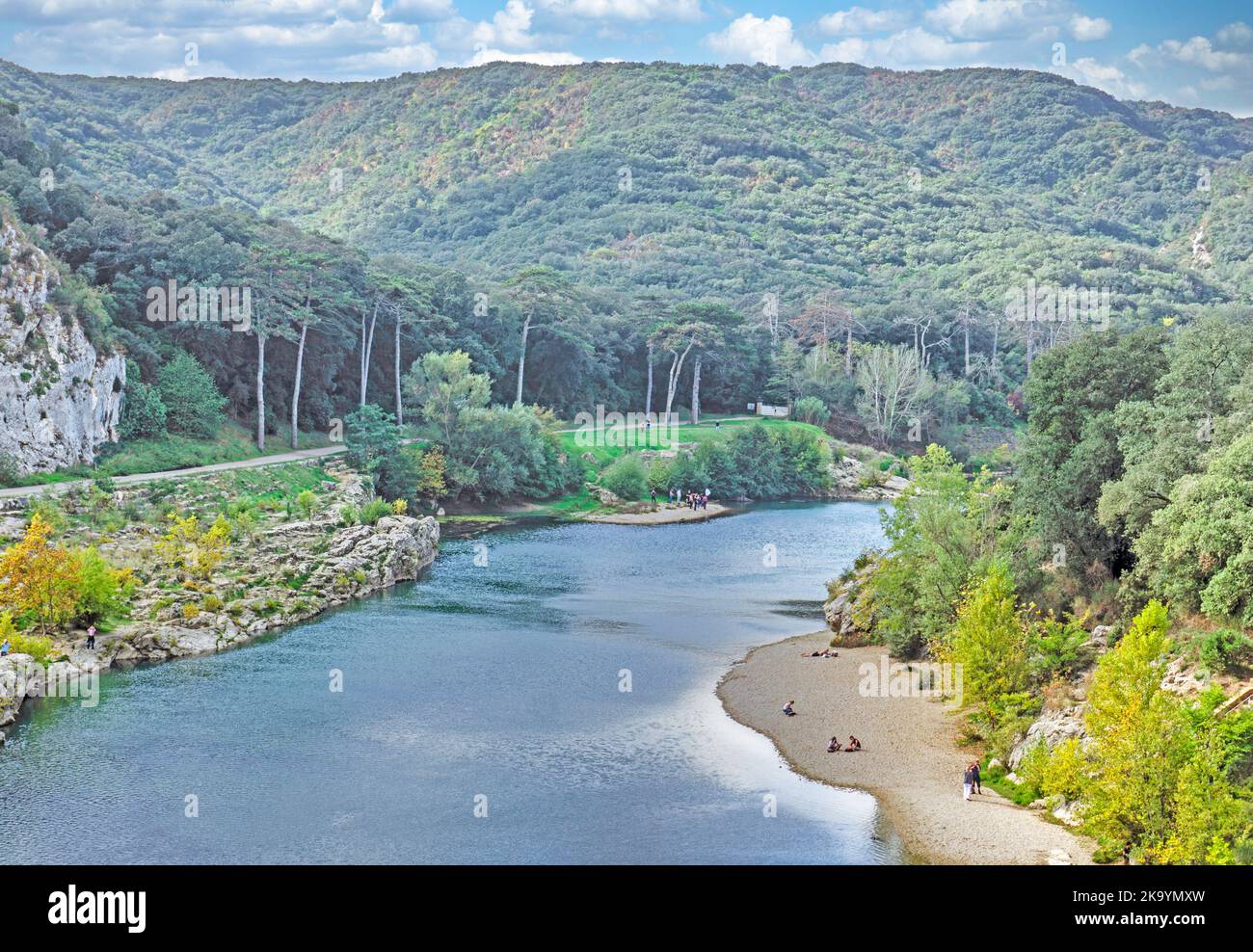 The River Gandon in Pont Du Gard, France near the 1st century Roman ...