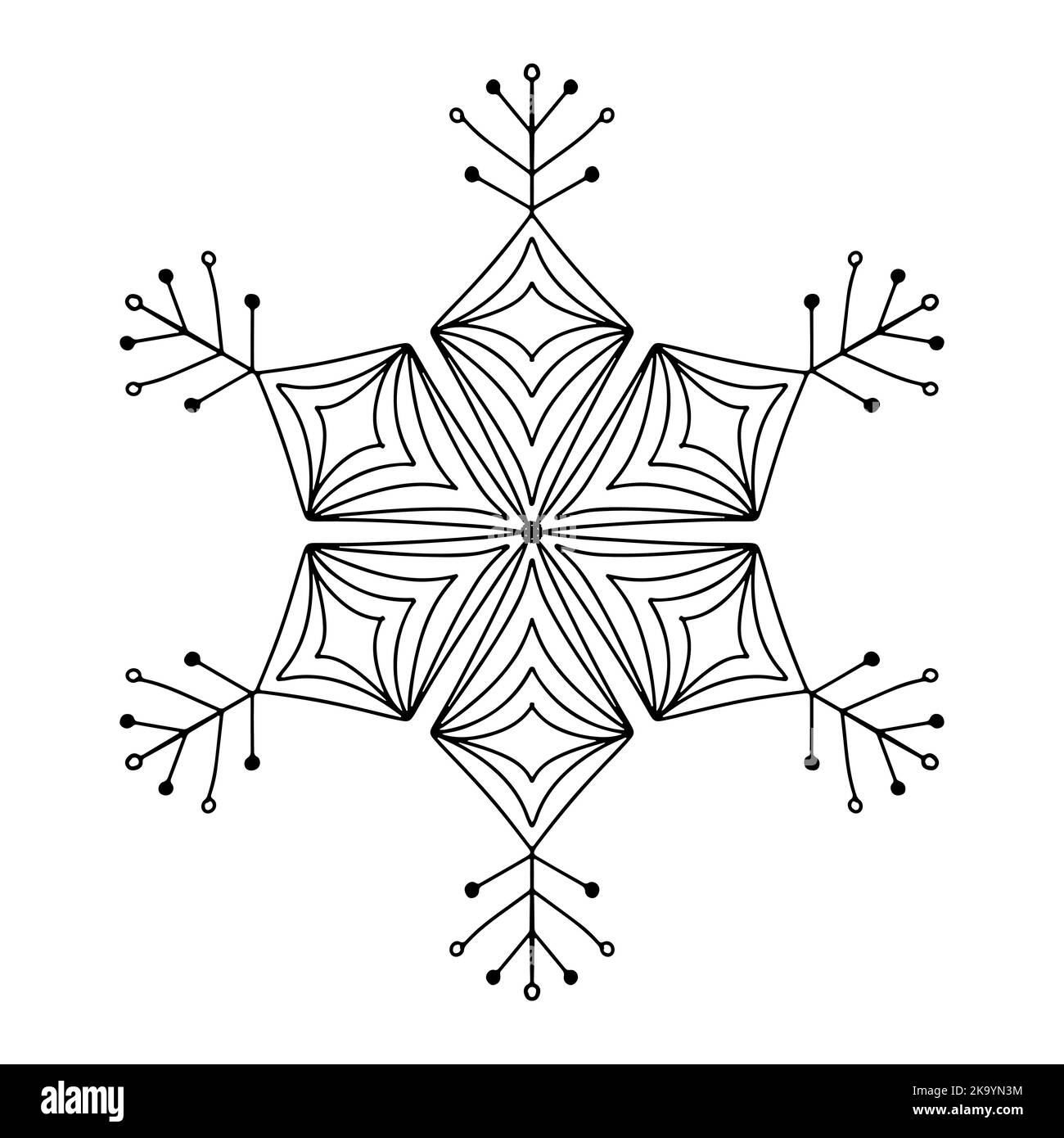 Snowflake doodle vector icon. Christmas and winter theme. Simple flat ...