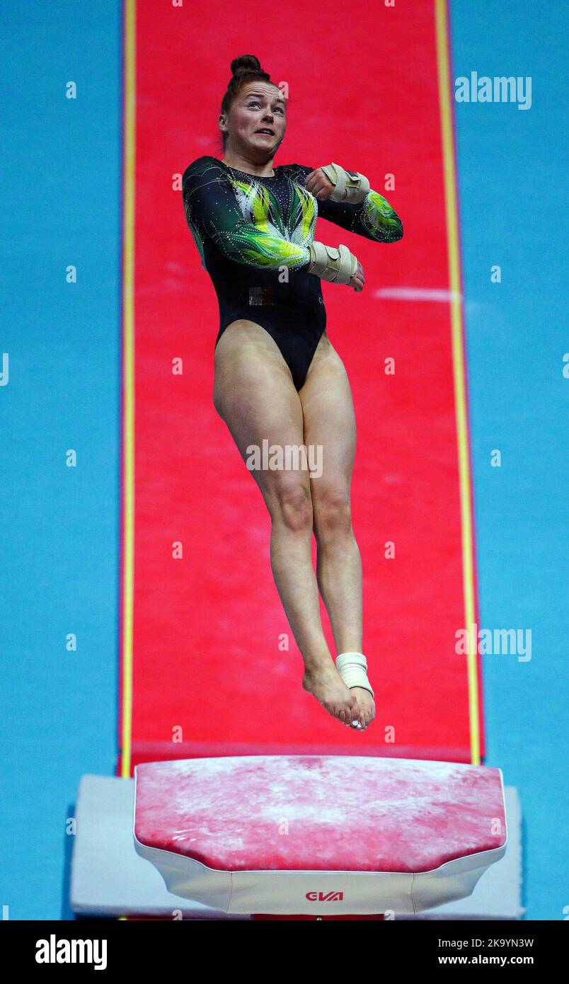 Ireland's Emma Slevin competes in the Vault during day two of the FIG ...
