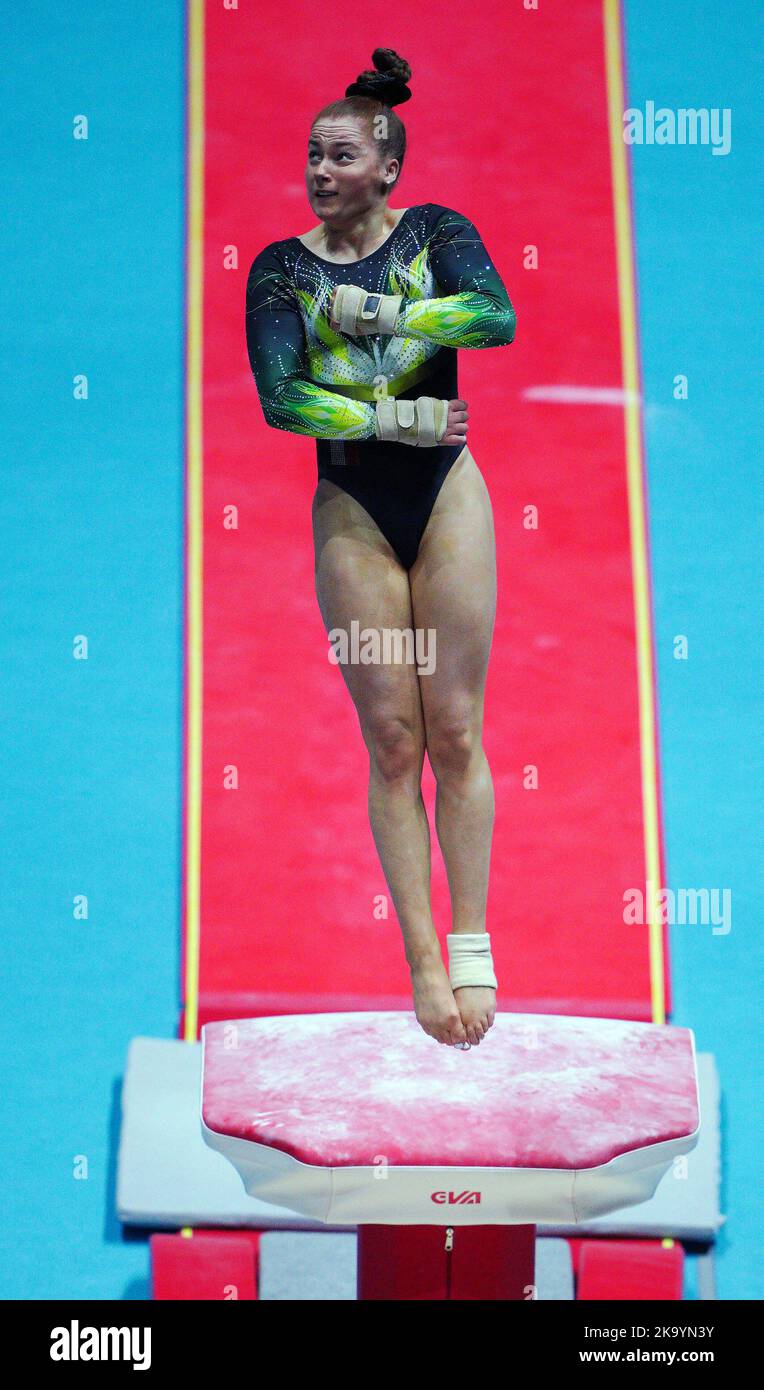 Ireland's Emma Slevin competes in the Vault during day two of the FIG ...