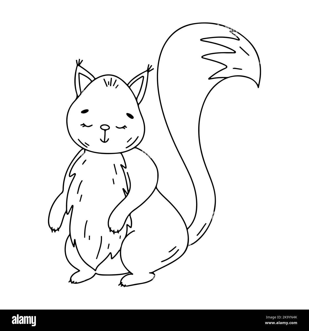 Cute squirrel in hand drawn doodle style. Adorable forest animal vector ...