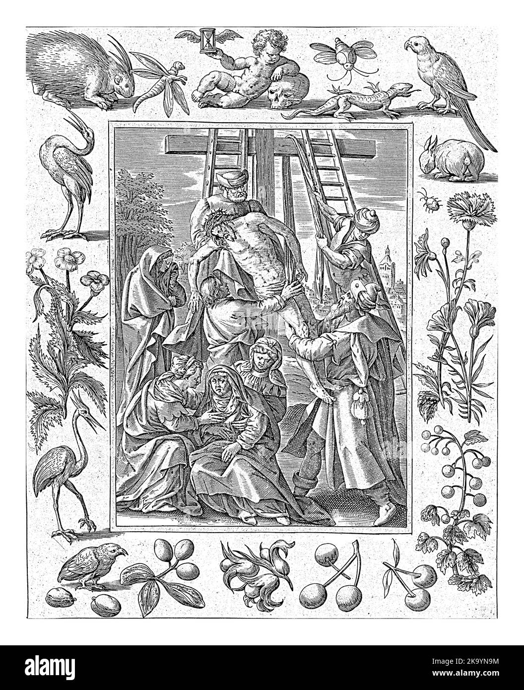 Descent from the Cross, Antonie Wierix (II), after Maerten de Vos, 1582 ...