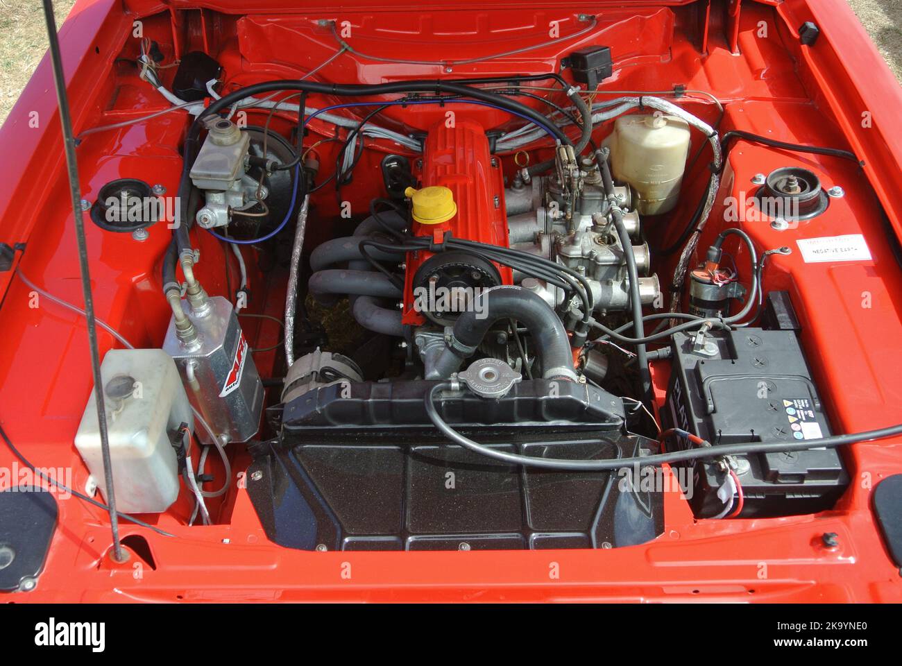 A engine of a 1984 Ford Capri parked on display at the English Riviera ...