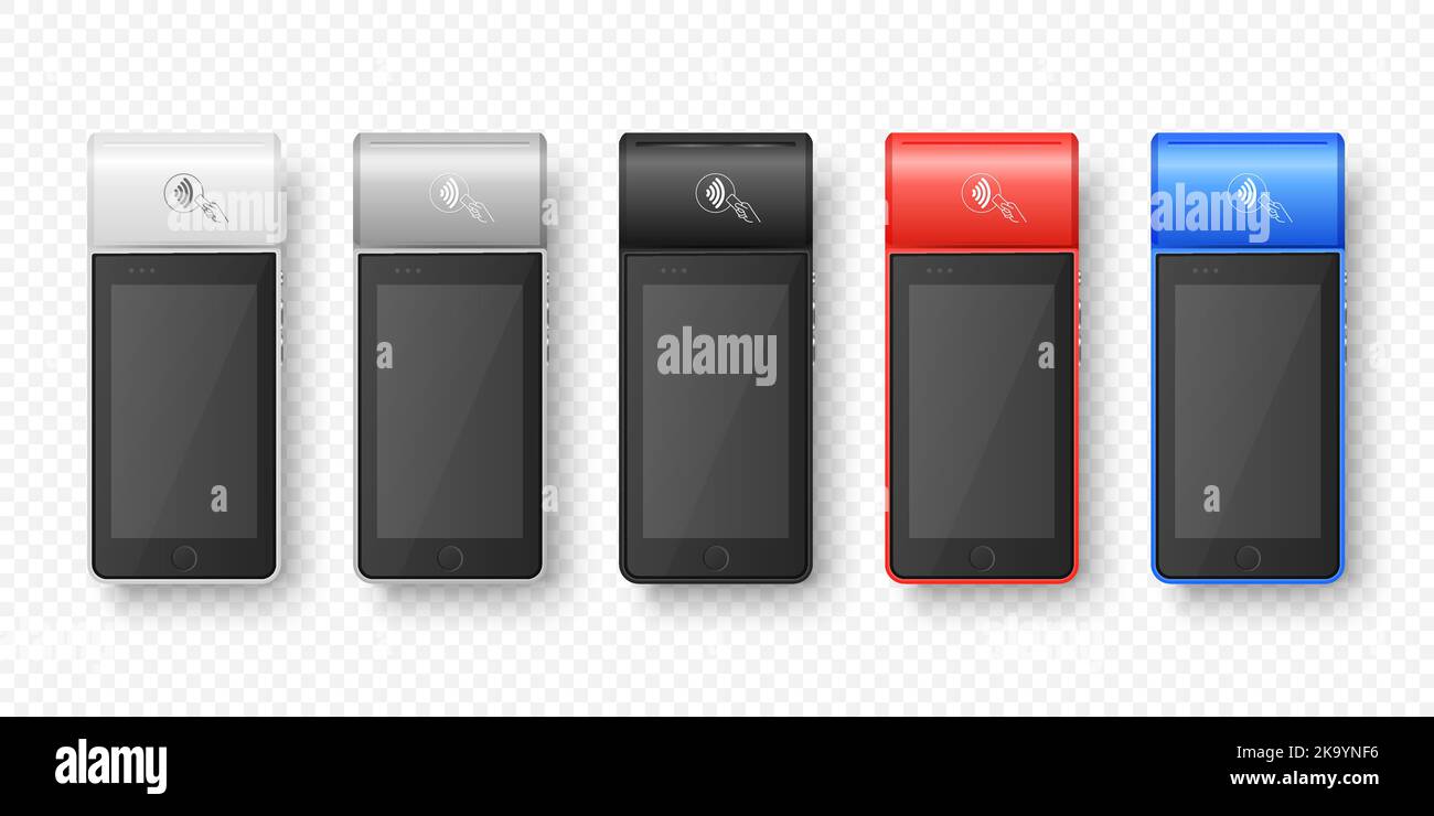 Vector 3d Realistic Wi-Fi Payment Machine Icon Set. POS Terminal Isolated. Design Template, Bank ...