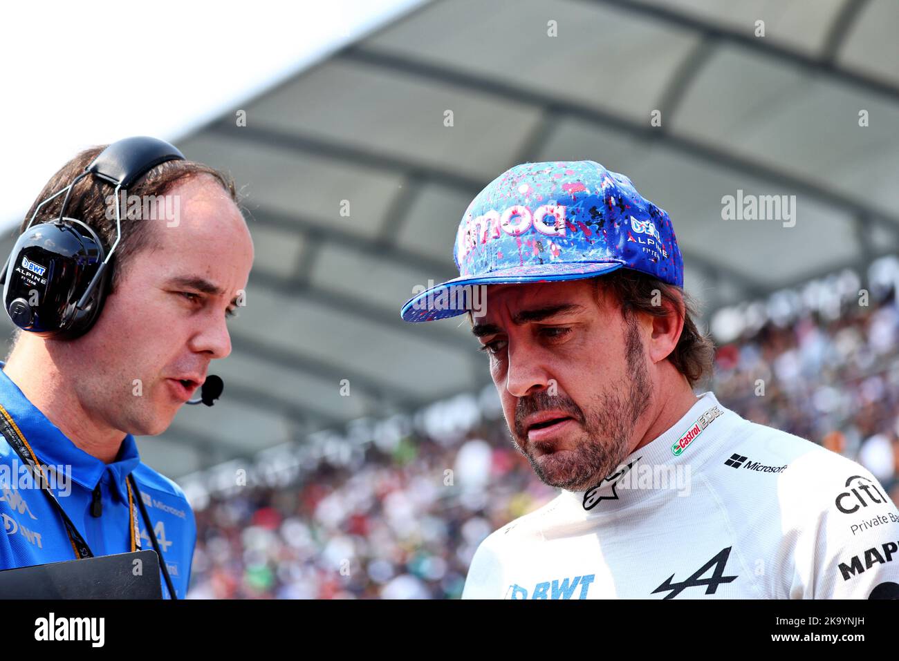 Fernando Alonso (ESP) Alpine F1 Team with Karel Loos (BEL) Alpine F1 ...