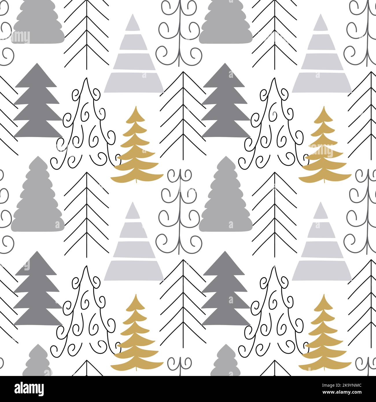 Christmas tree seamless pattern on white background Stock Vector Image ...