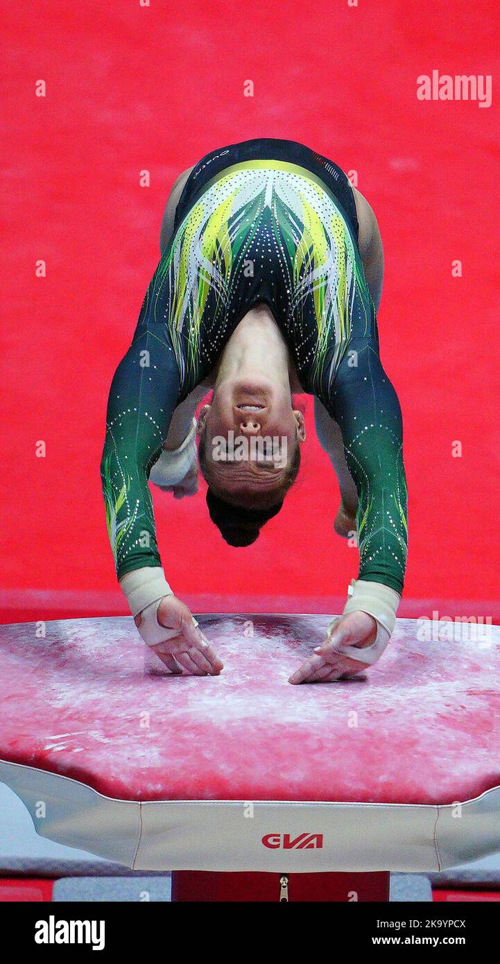 Ireland's Emma Slevin competes in the Vault during day two of the FIG ...