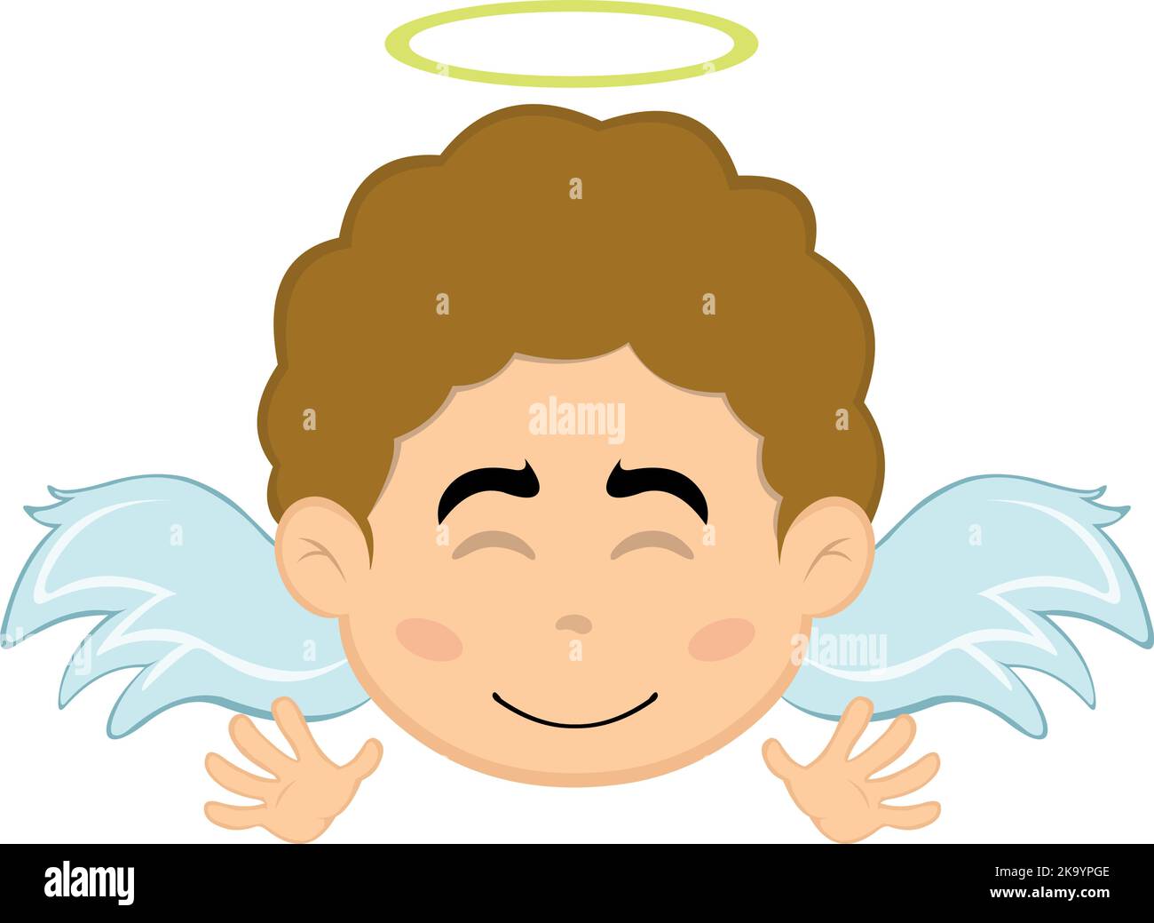 Vector illustration of the face of a child angel cartoon with a ...