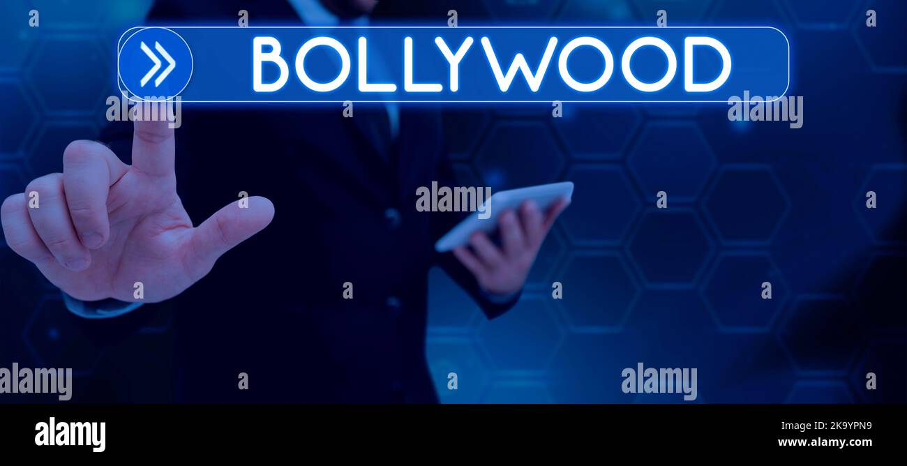 Hand writing sign Bollywood. Business showcase one who organizes and ...