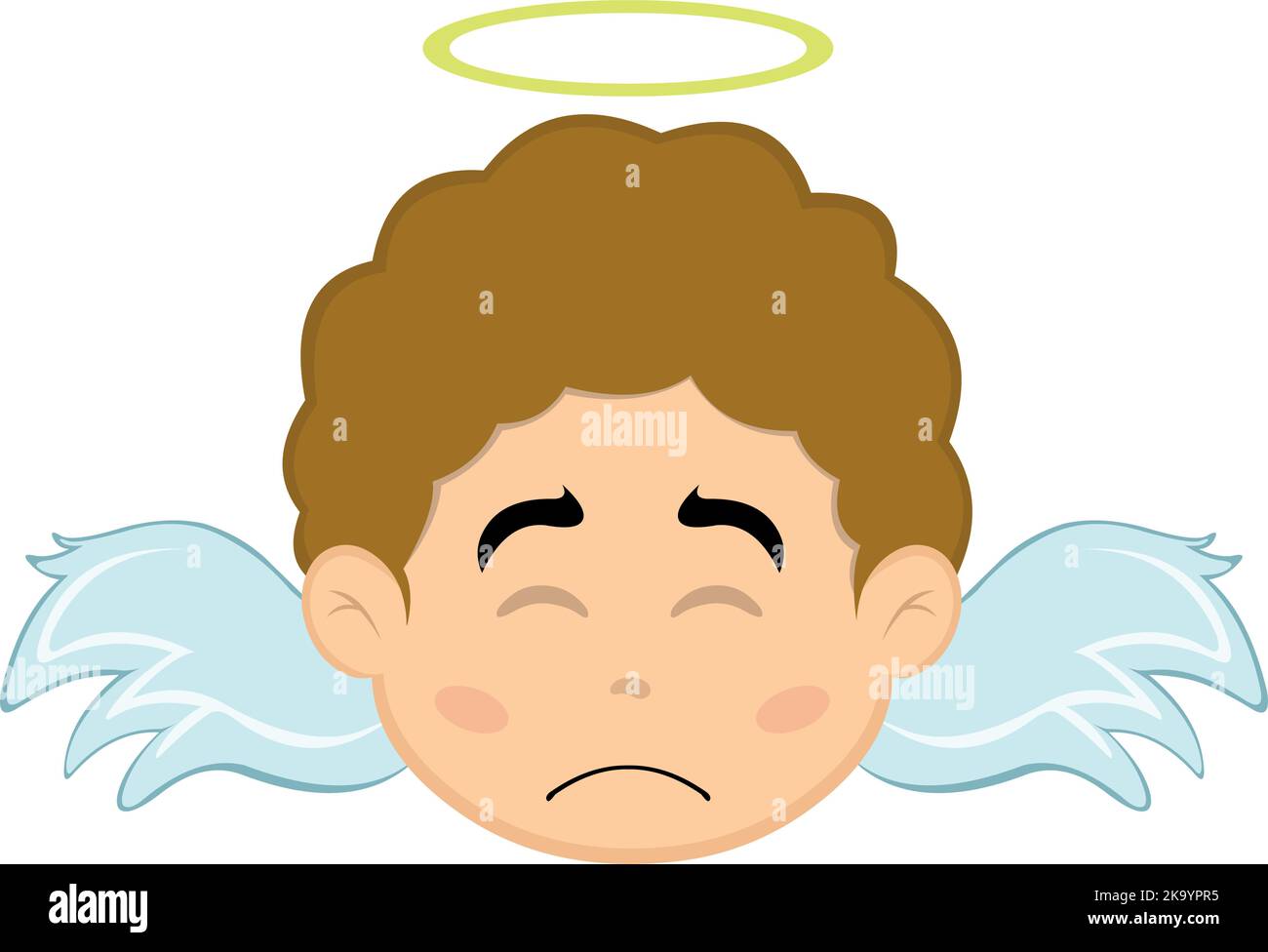 Vector illustration of a child angel cartoon with a sad expression ...