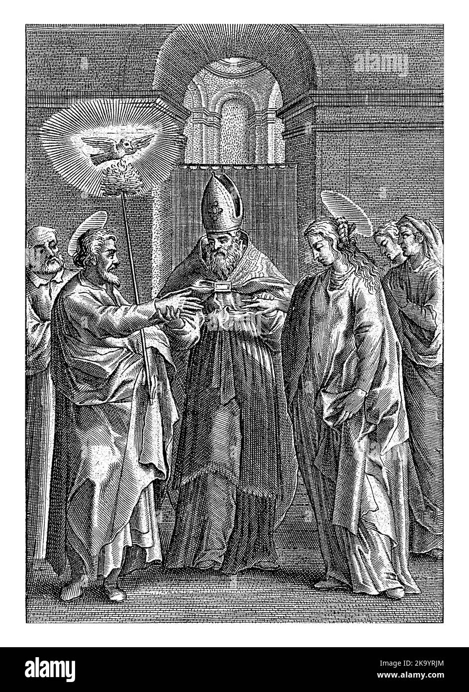 Joseph's Rod in Bloom, Theodoor Galle (possibly), 1581 - 1633 Mary has ...