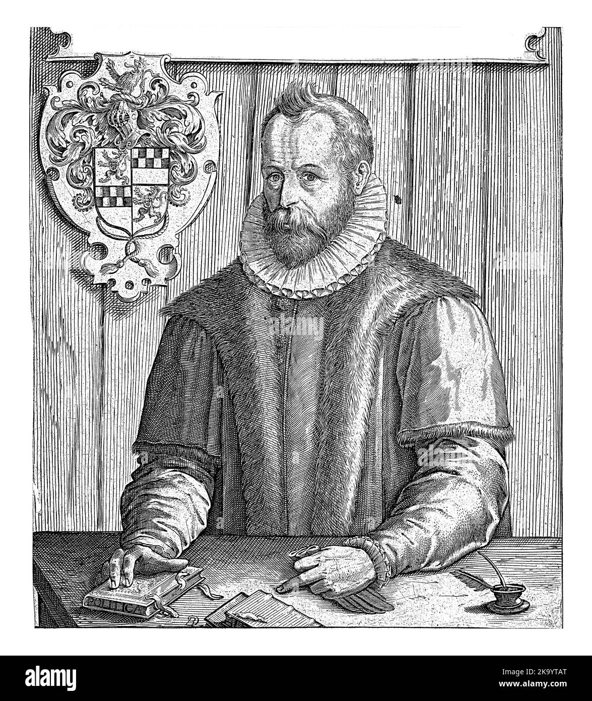 Portrait of the humanist and scholar Justus Lipsius at his writing desk ...