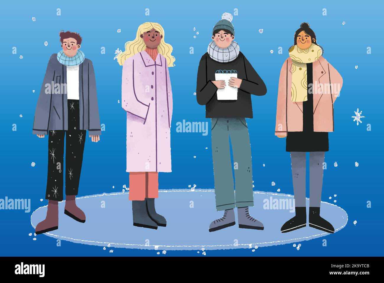 hand drawn flat winter people collection vector design illustration ...