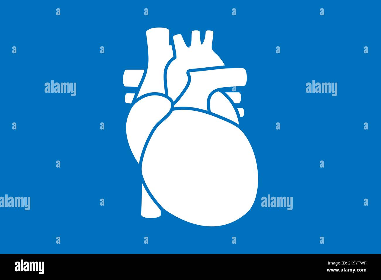 Human heart symbol isolated on blue background. Human organ icon ...