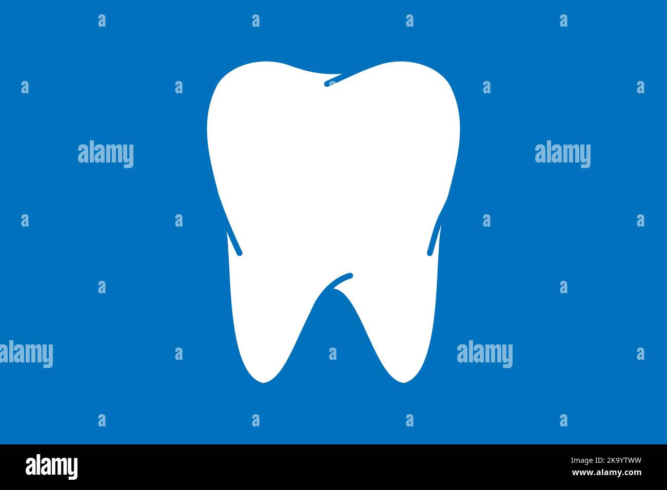 Human tooth symbol isolated on blue background. Human organ icon ...