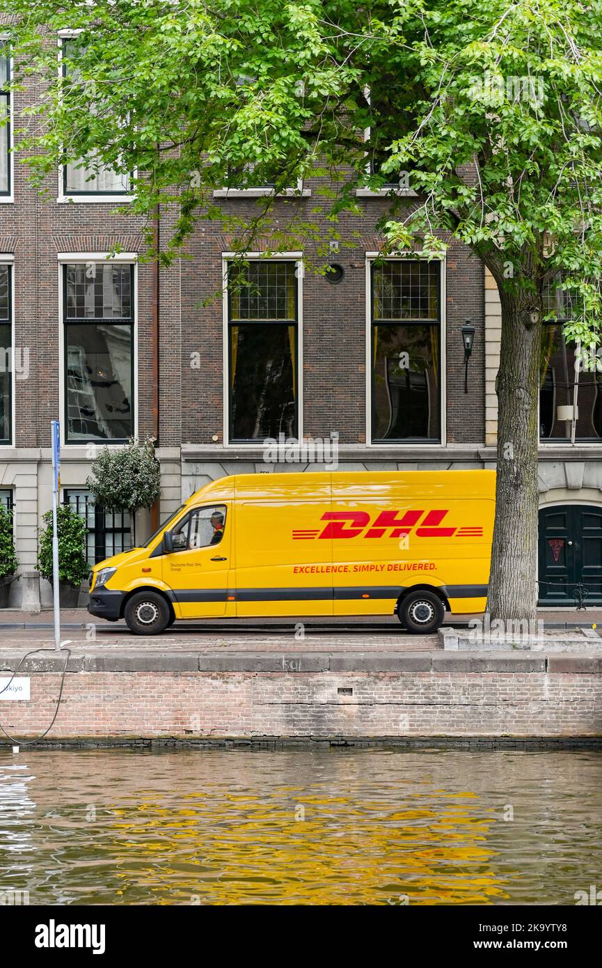Amsterdam, Netherlands - August 2022: Delivery van operated by DHL ...