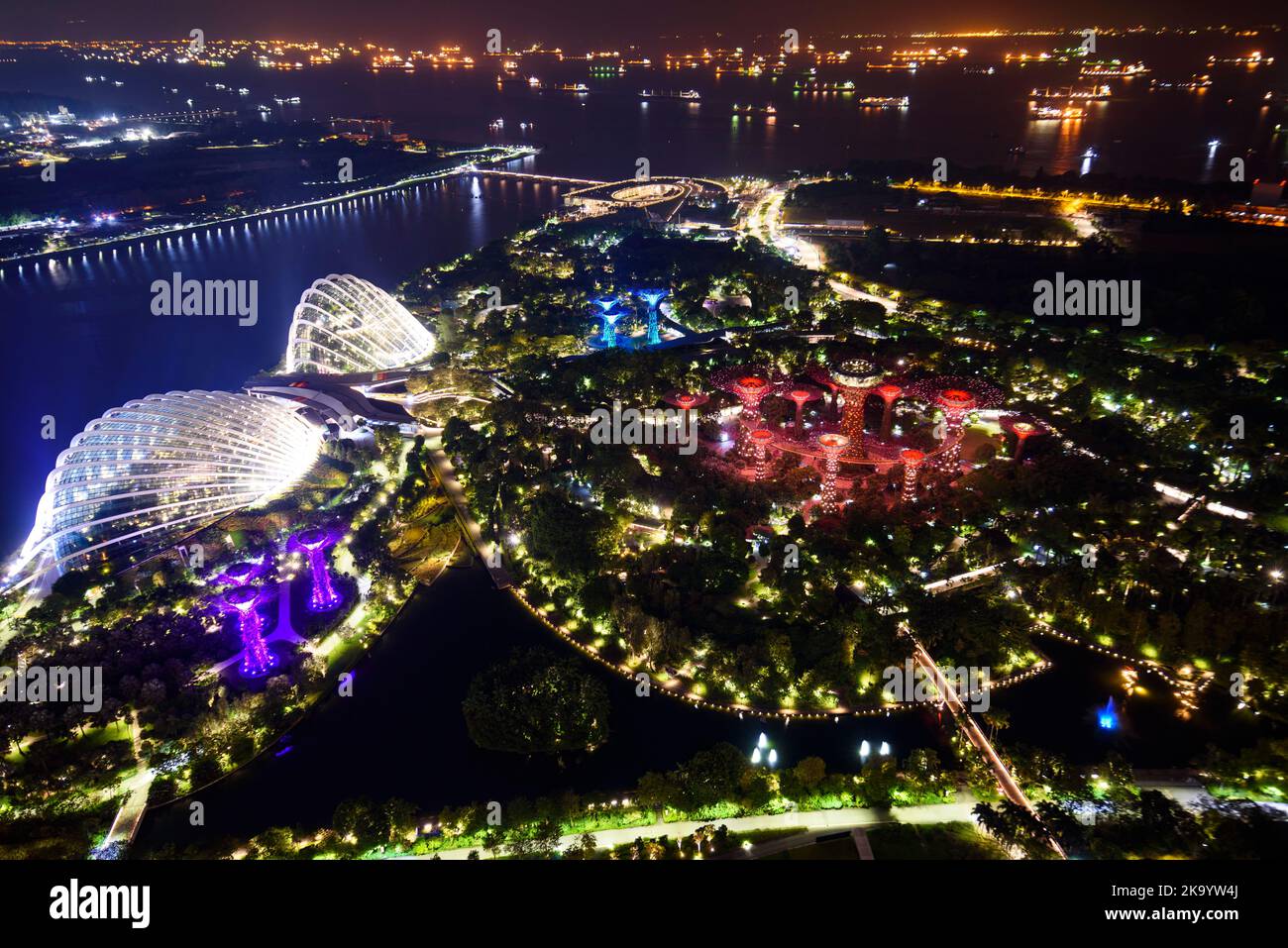 Supertree Grove at night - Gardens by the Bay, Singapore Stock Photo ...