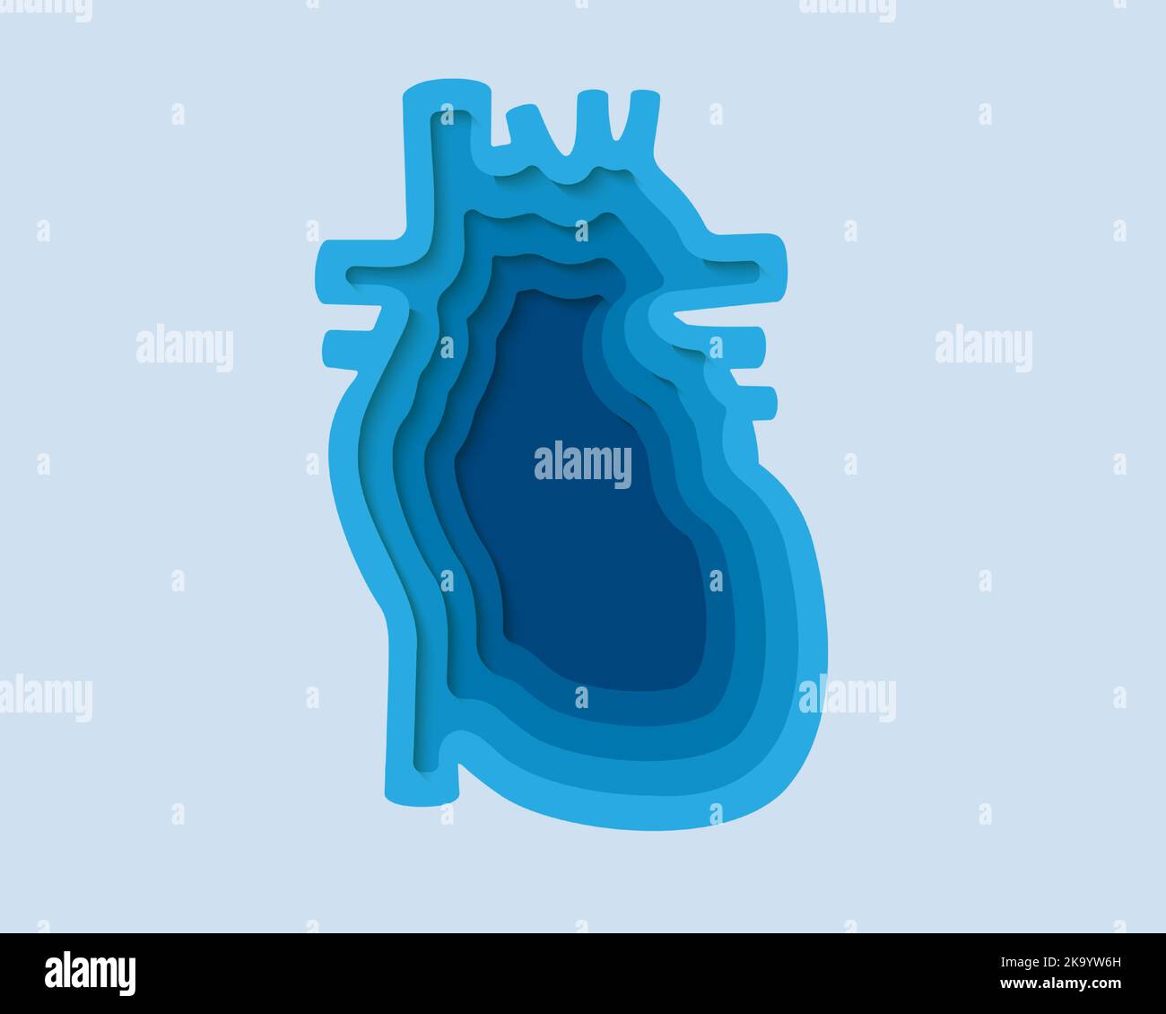 Heart 3d symbol in paper cut style. Cardiology, human transplantation ...