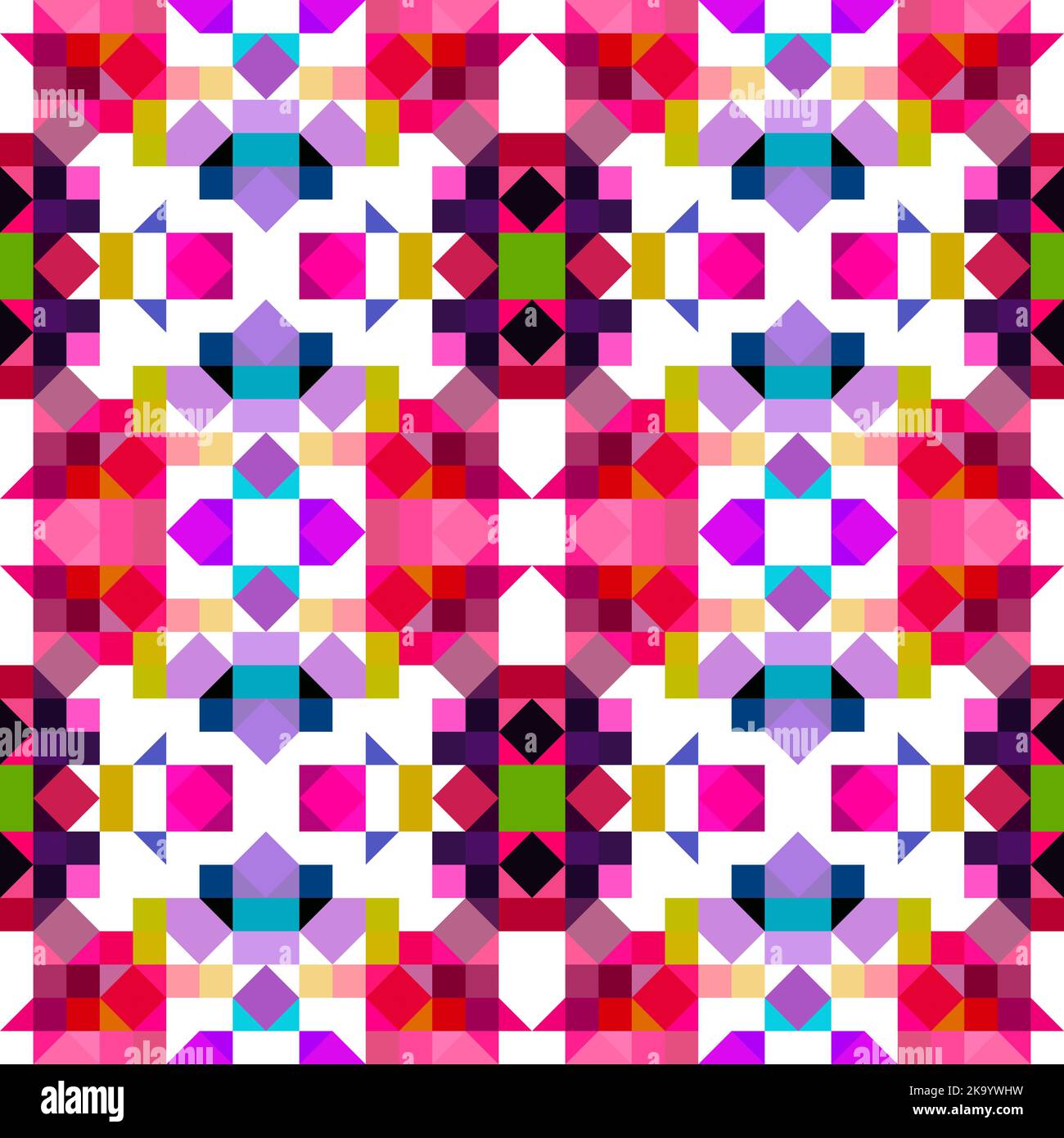 Retro geometric pixel pattern. Playful fun kaleidoscopic pink wallpaper ...