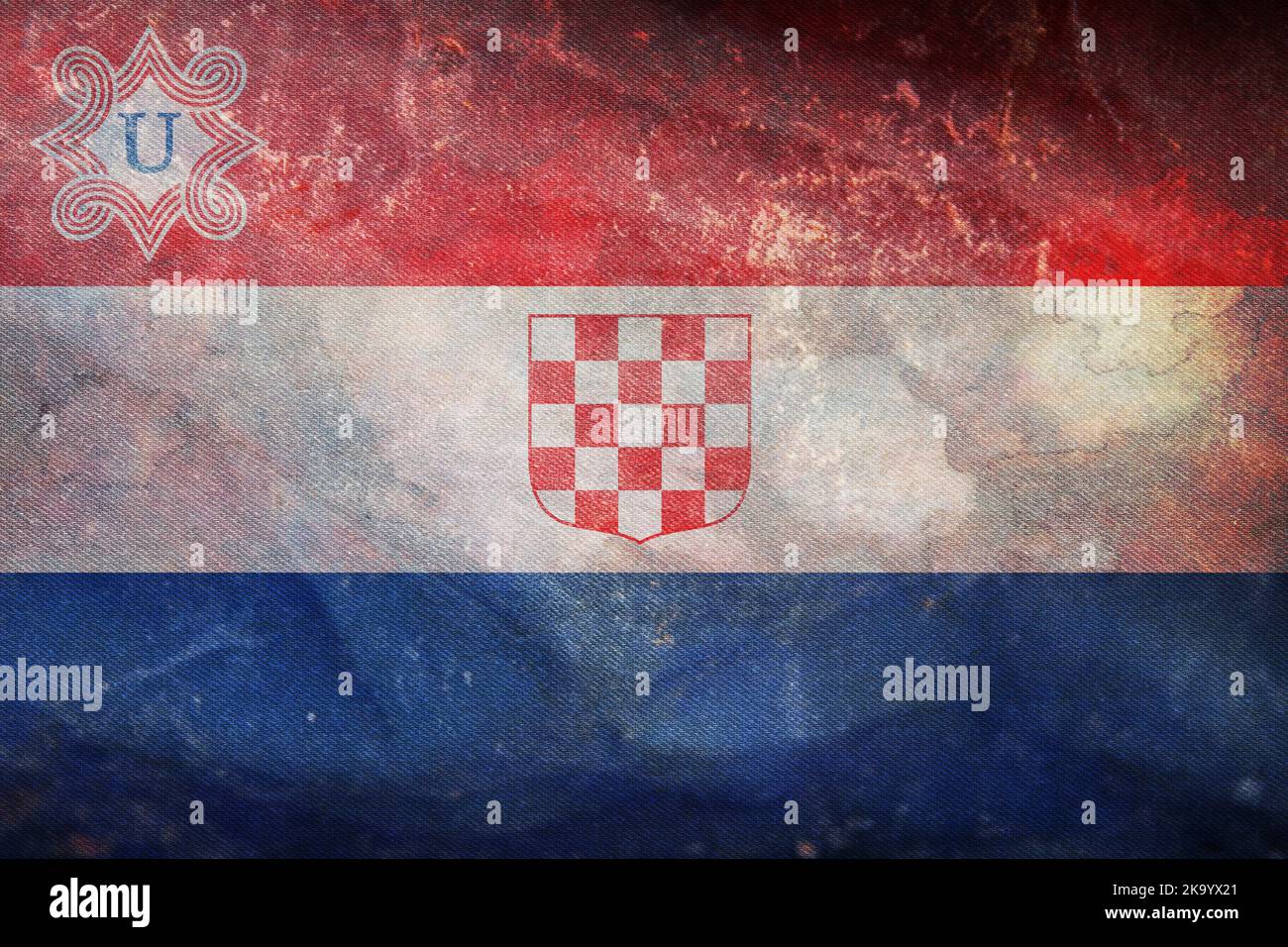 retro flag of Croatia 1941 1945, Europe with grunge texture. flag ...
