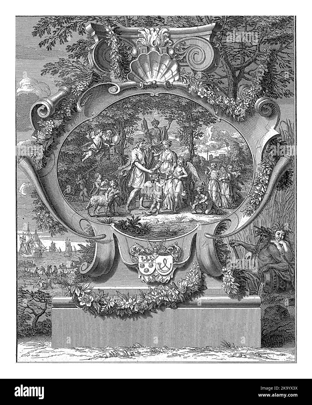 Allegorical representation on the occasion of the marriage of Jacob Alewijn Ghijzen and Perina ...
