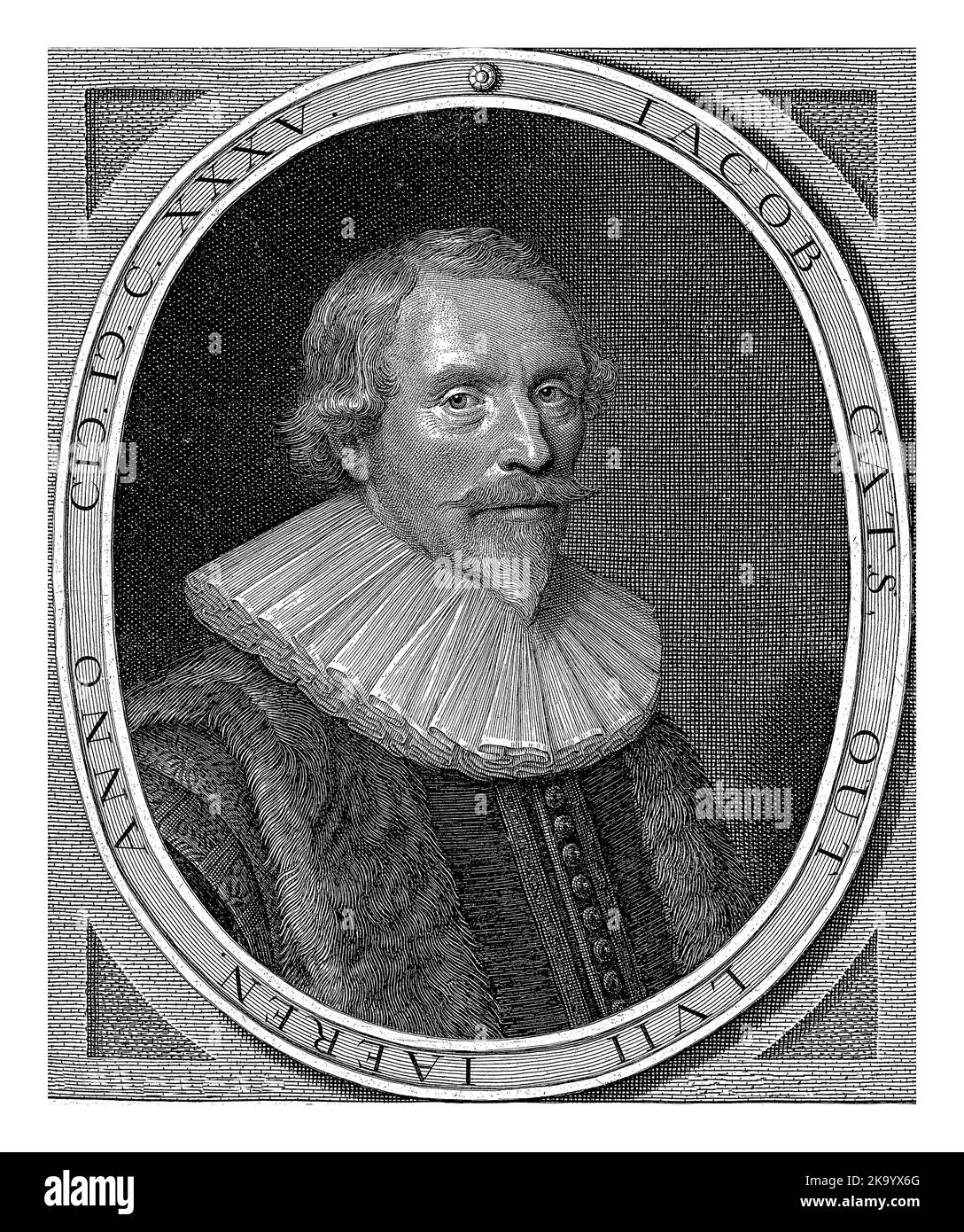Portrait of Jacob Cats at the age of 57, bust with ruff and gown Stock ...