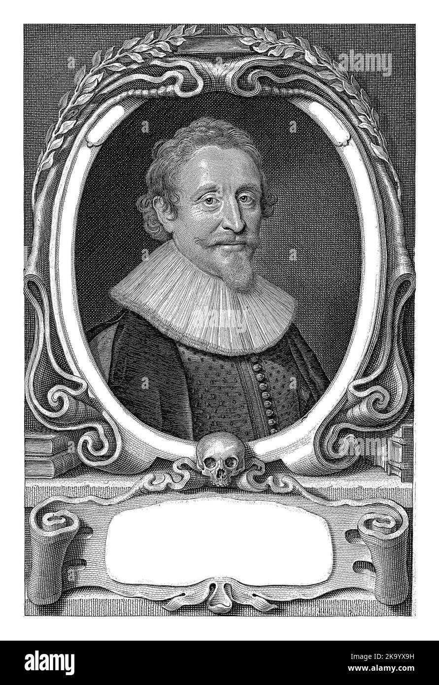 Portrait of Hugo de Groot at the age of 49, bust in oval cartouche ...