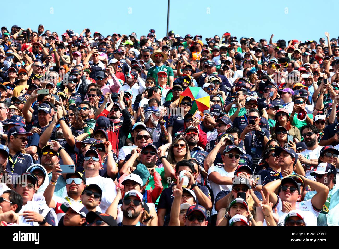 Circuit atmosphere - fans in the grandstand. Mexican Grand Prix, Sunday ...