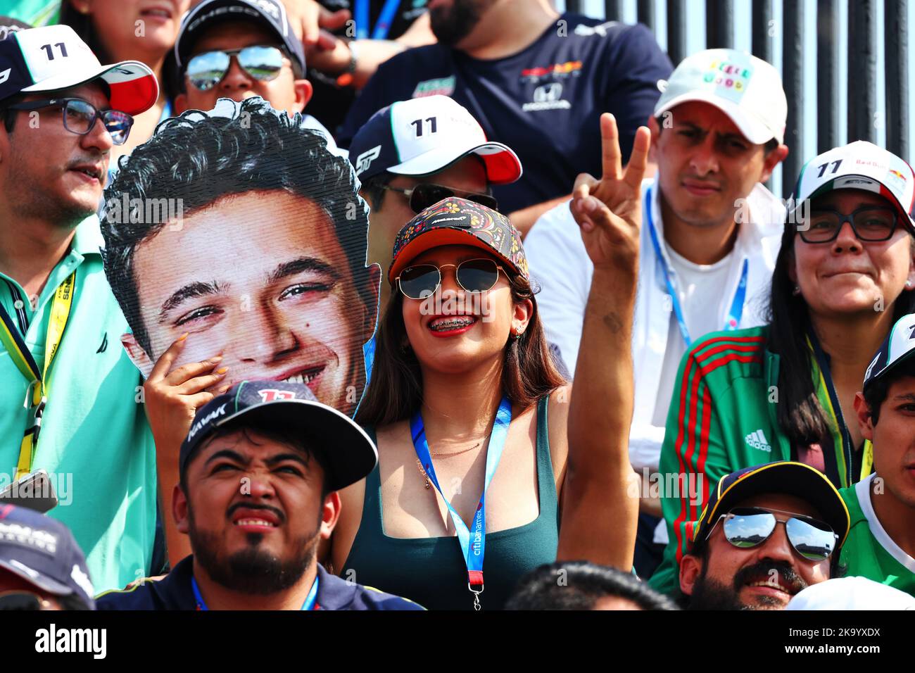 Circuit atmosphere - fans in the grandstand. Mexican Grand Prix, Sunday ...