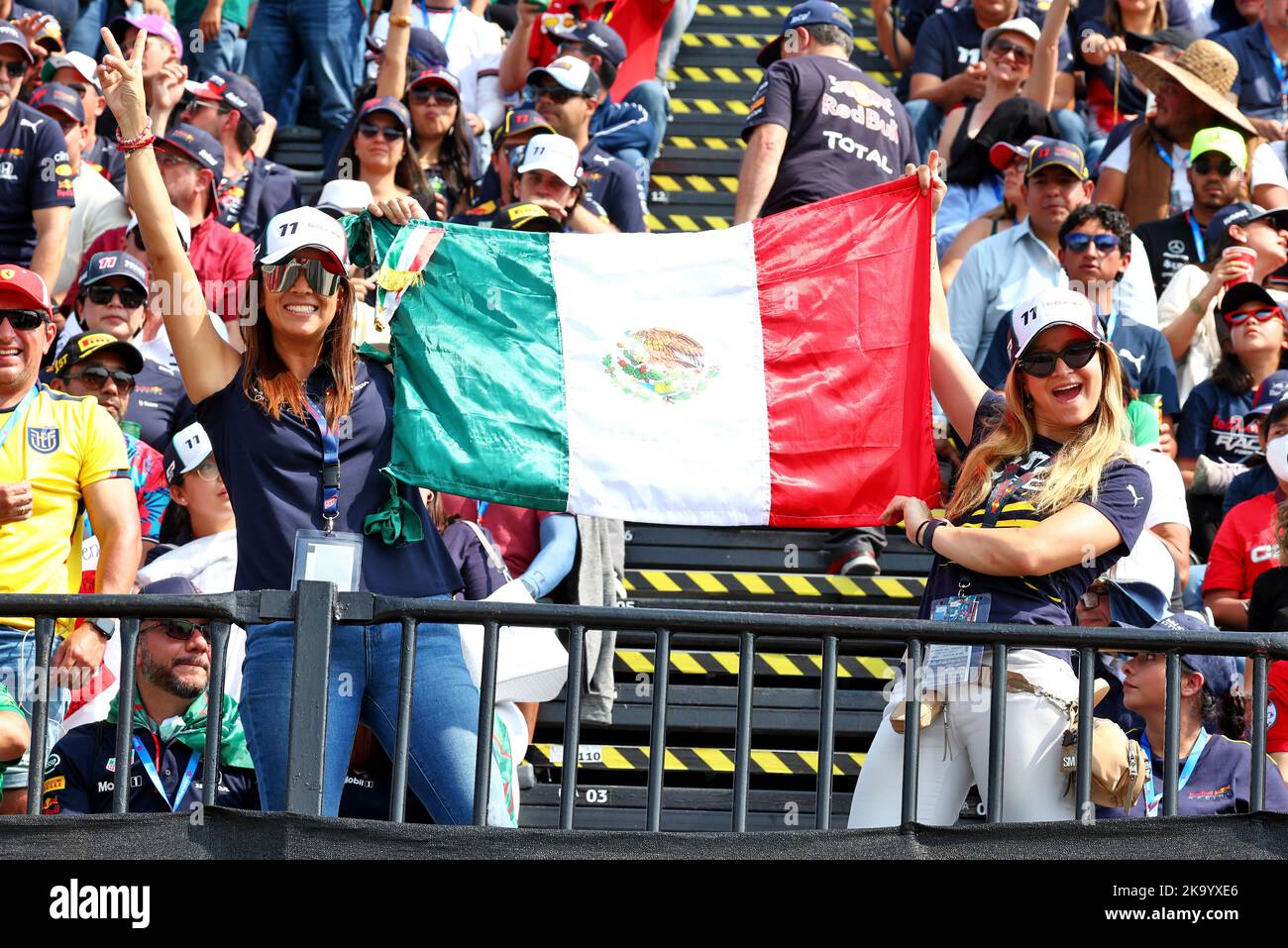 Circuit atmosphere - fans in the grandstand. Mexican Grand Prix, Sunday ...
