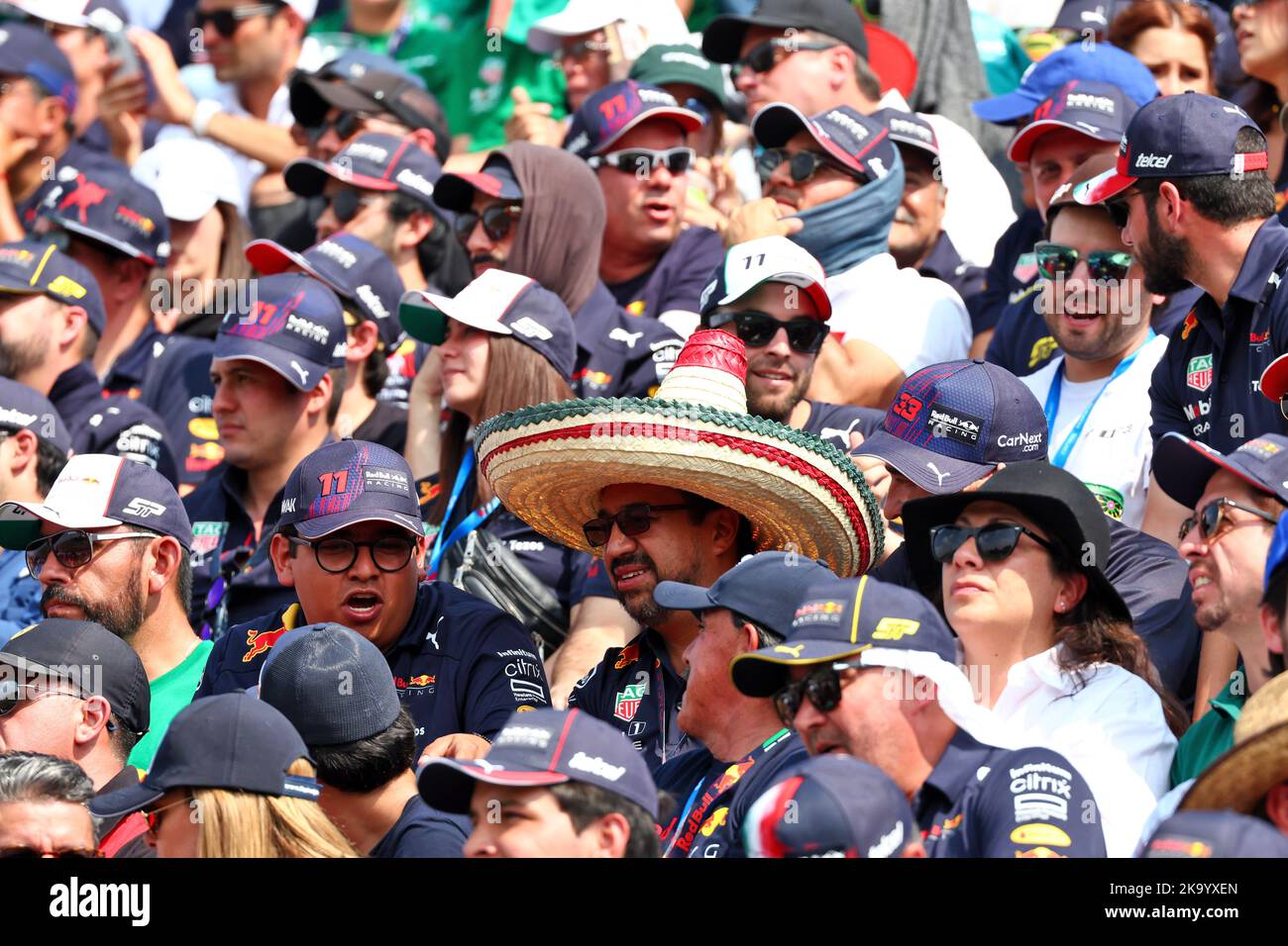 Circuit atmosphere - fans in the grandstand. Mexican Grand Prix, Sunday ...