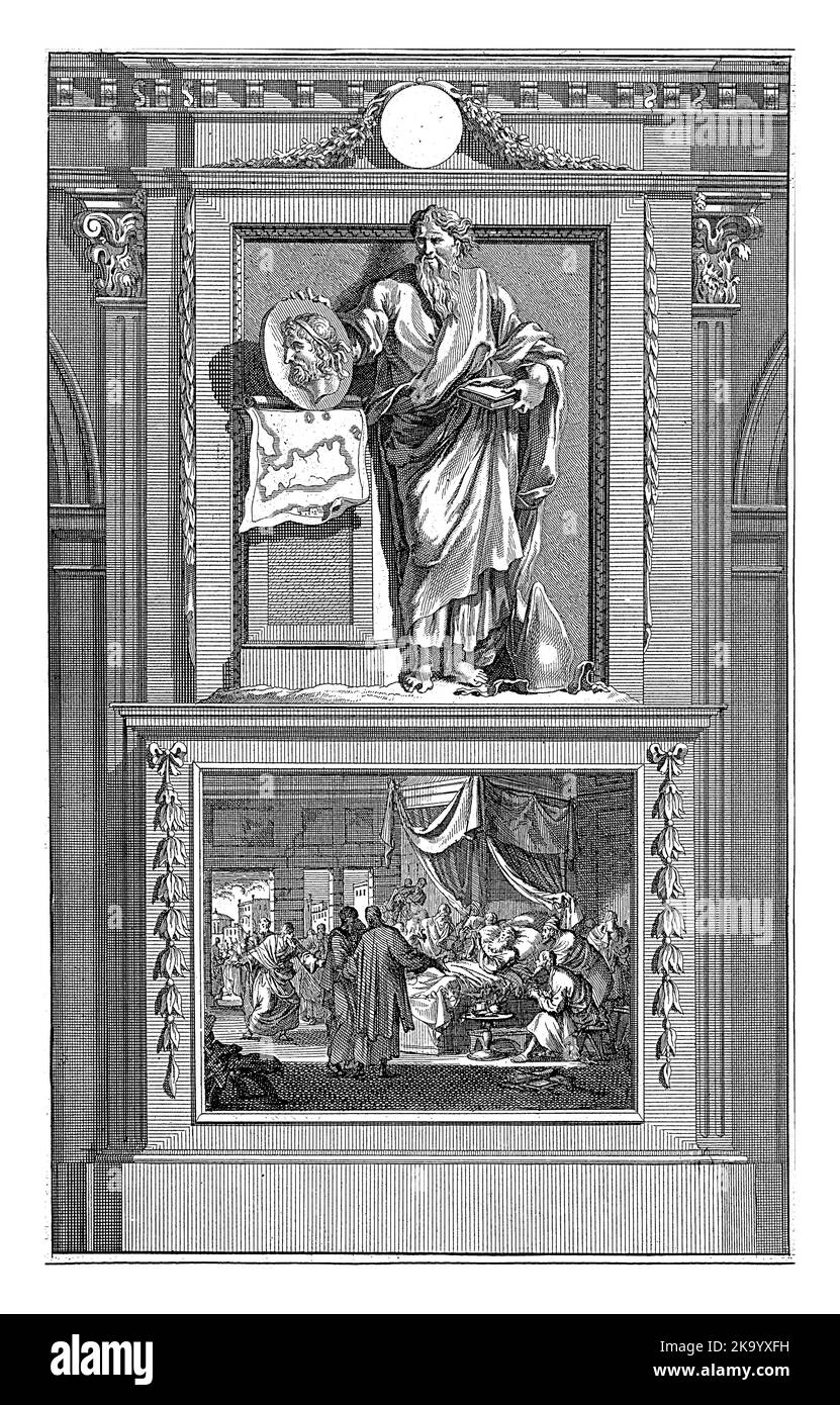 H. Titus, Jan Luyken, after Jan Goeree, 1698 Saint Titus holds a ...