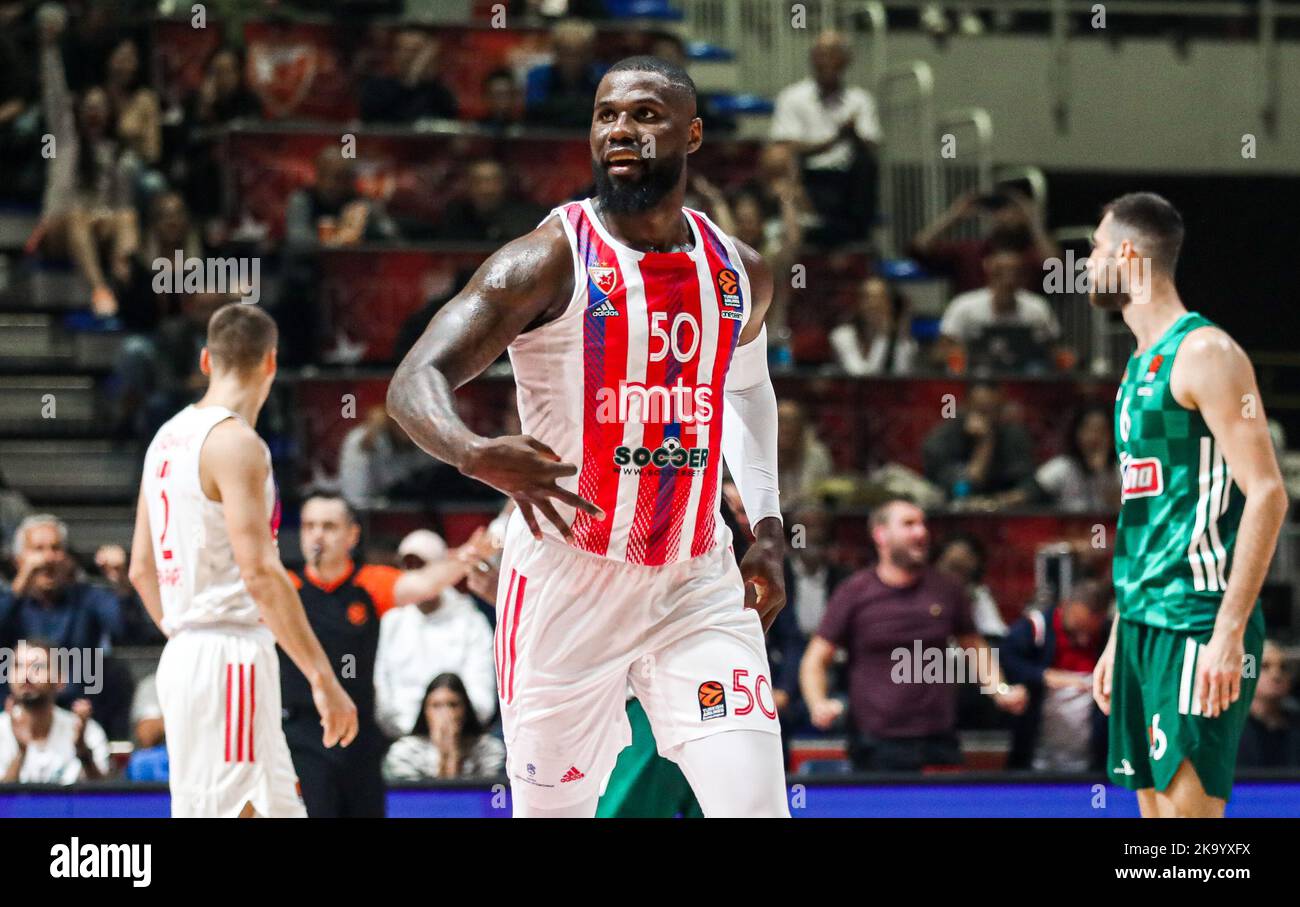Belgrade, Serbia, 13th October 2022. Benjamin Bentil of Crvena Zvezda ...