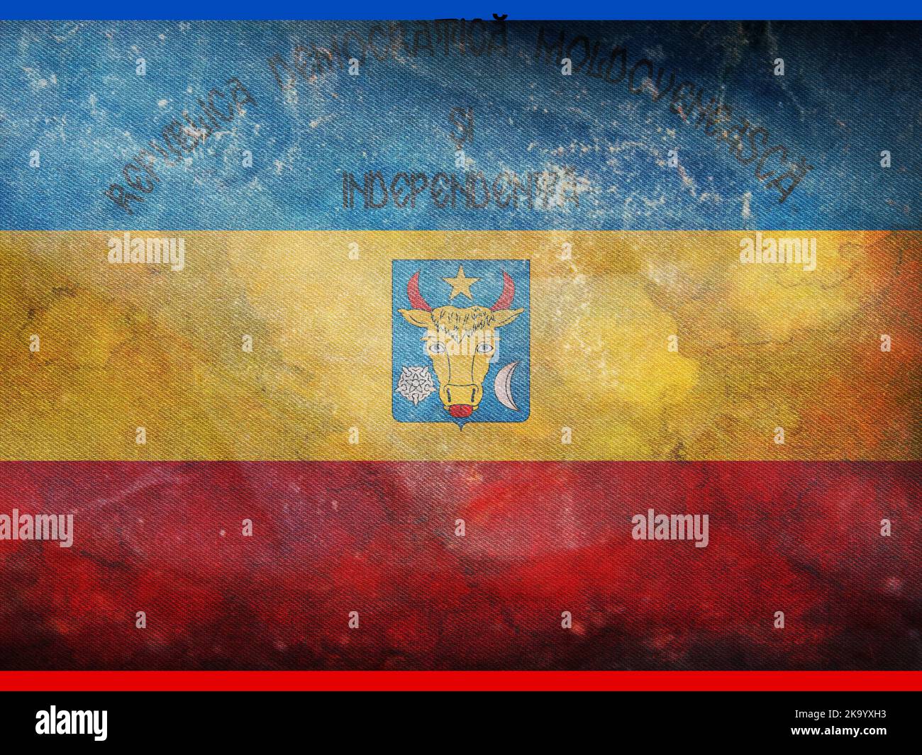 retro flag of Moldavian Democratic Republic, Europe with grunge texture ...