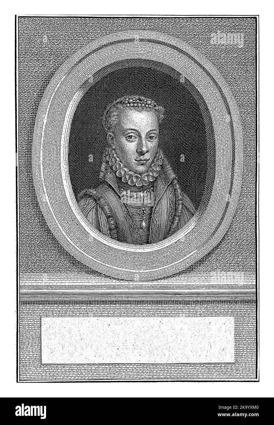 Bust of Haasje Klaas in an oval. The portrait rests on a plinth with an ...