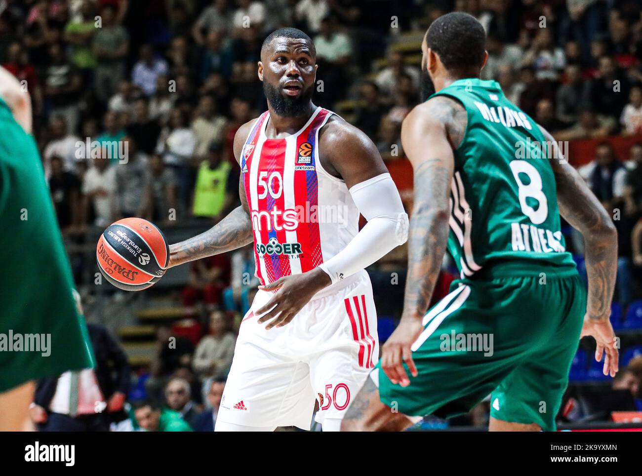 Belgrade, Serbia, 13th October 2022. Benjamin Bentil of Crvena Zvezda ...