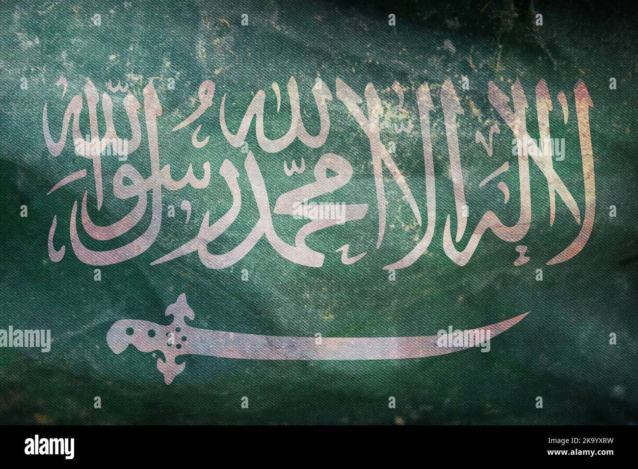 retro flag of Nejd 1921, asia with grunge texture. flag representing ...