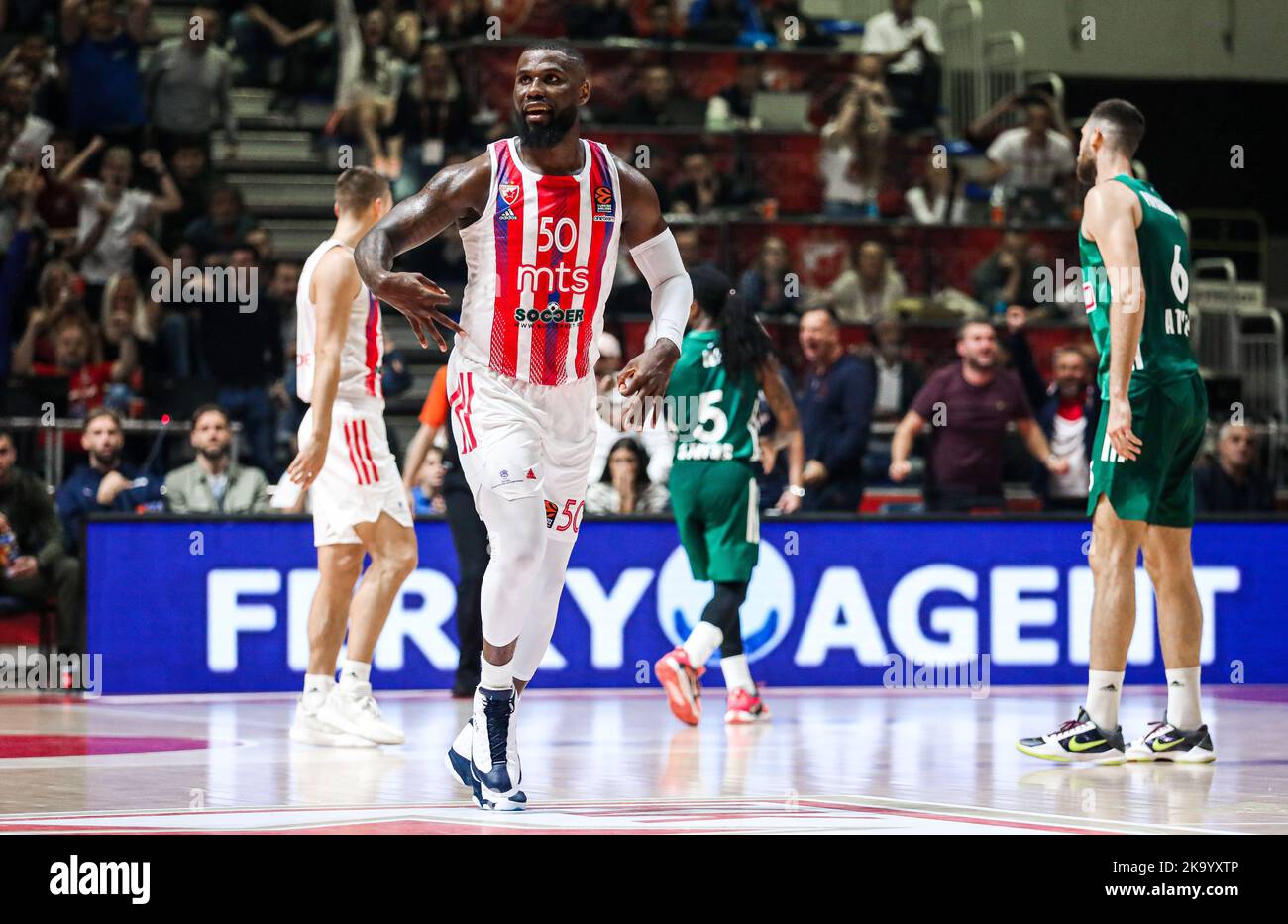 Belgrade, Serbia, 13th October 2022. Benjamin Bentil of Crvena Zvezda ...
