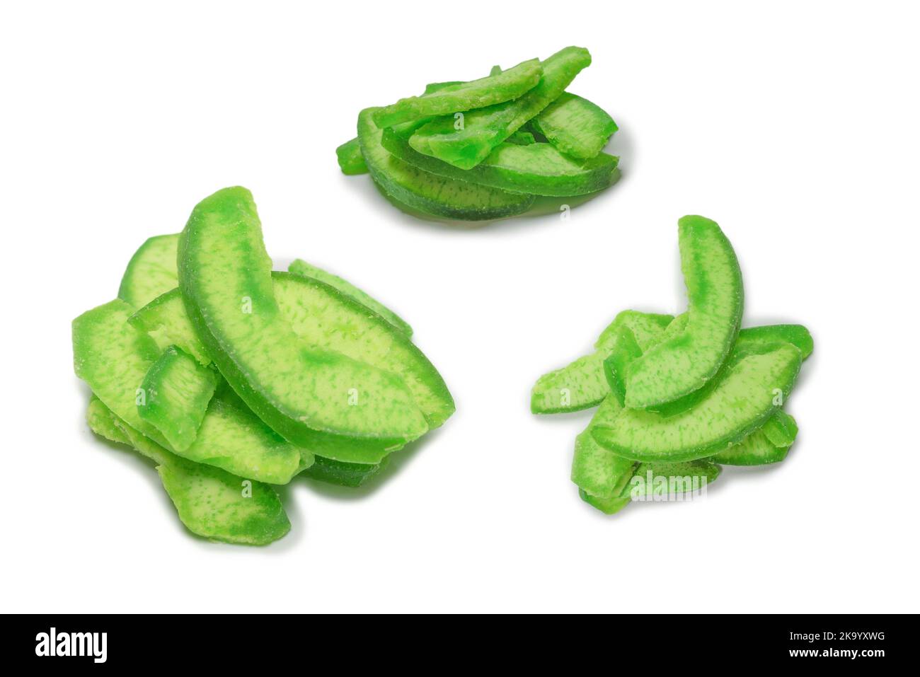 Slices of dried pummelo isolated on white background. Top view Stock ...