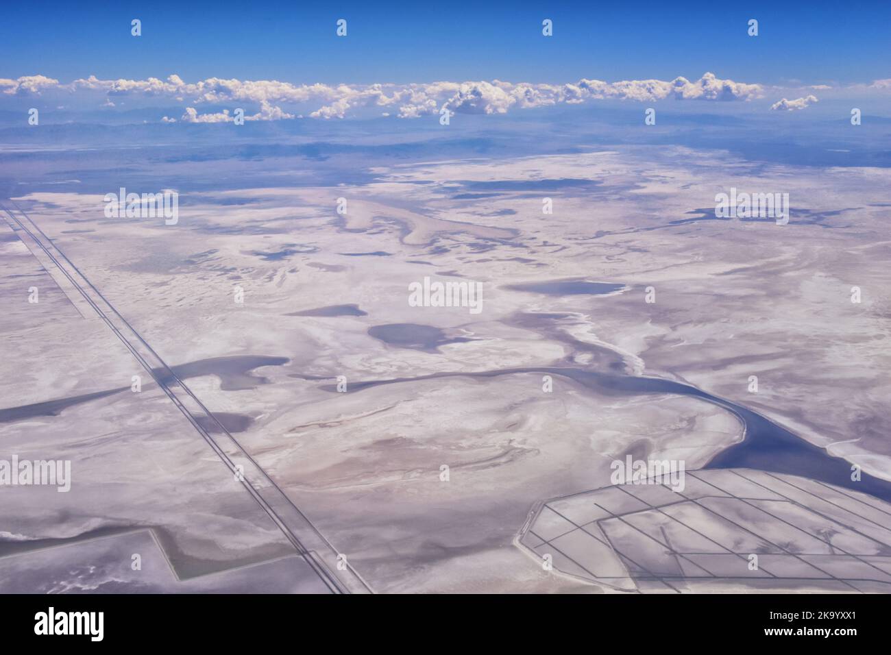 Salt Flats in Utah. Aerial View, Salt Flats Landscape. Blue Sky and ...