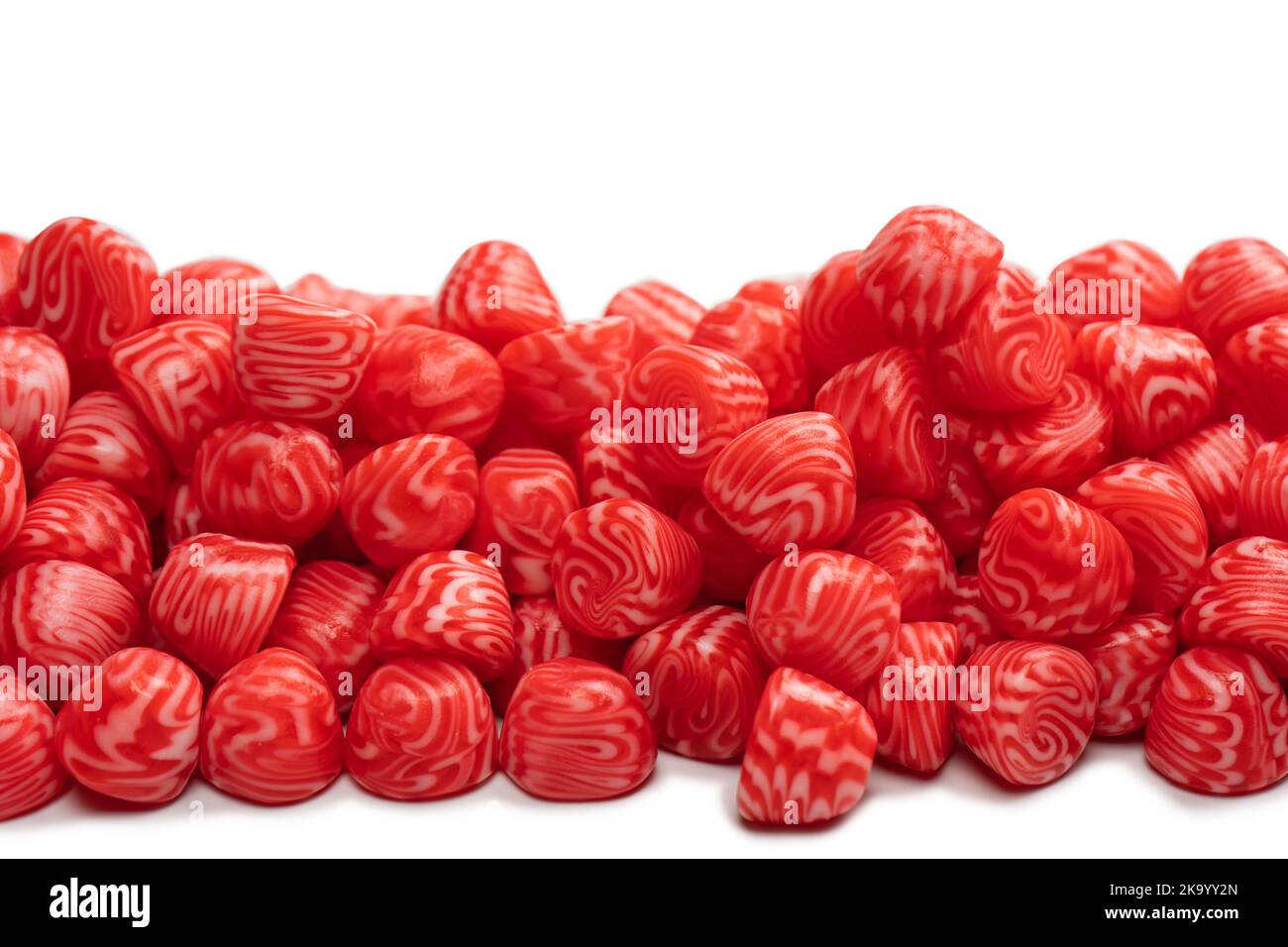 Red round tasty gummy candies islolated on a white background Stock ...